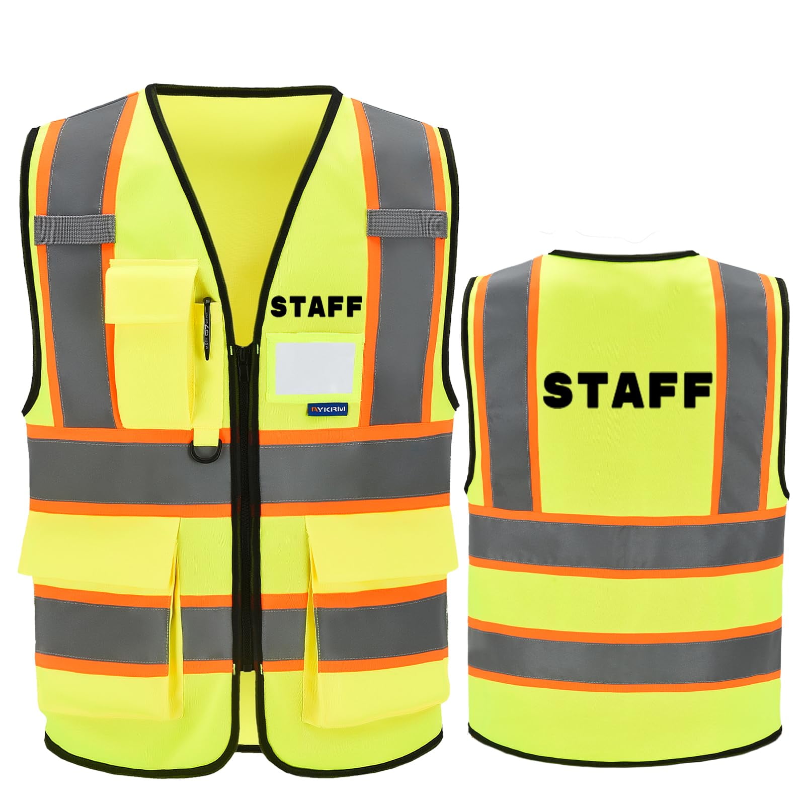 AYKRM Security Vest for Men Women 7 Pockets High Visibility Reflective ...
