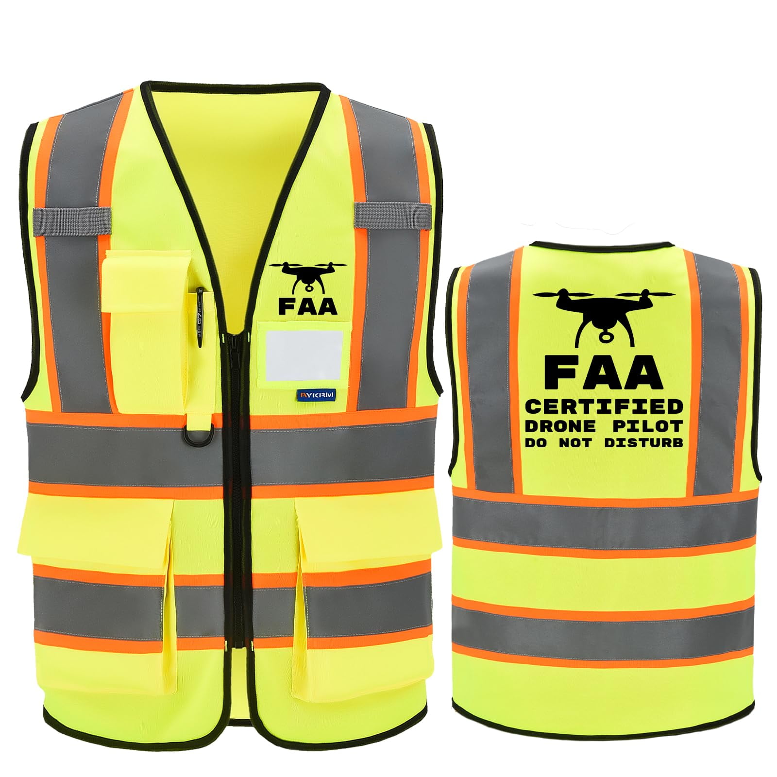 AYKRM Security Vest for Men Women 7 Pockets High Visibility Reflective ...
