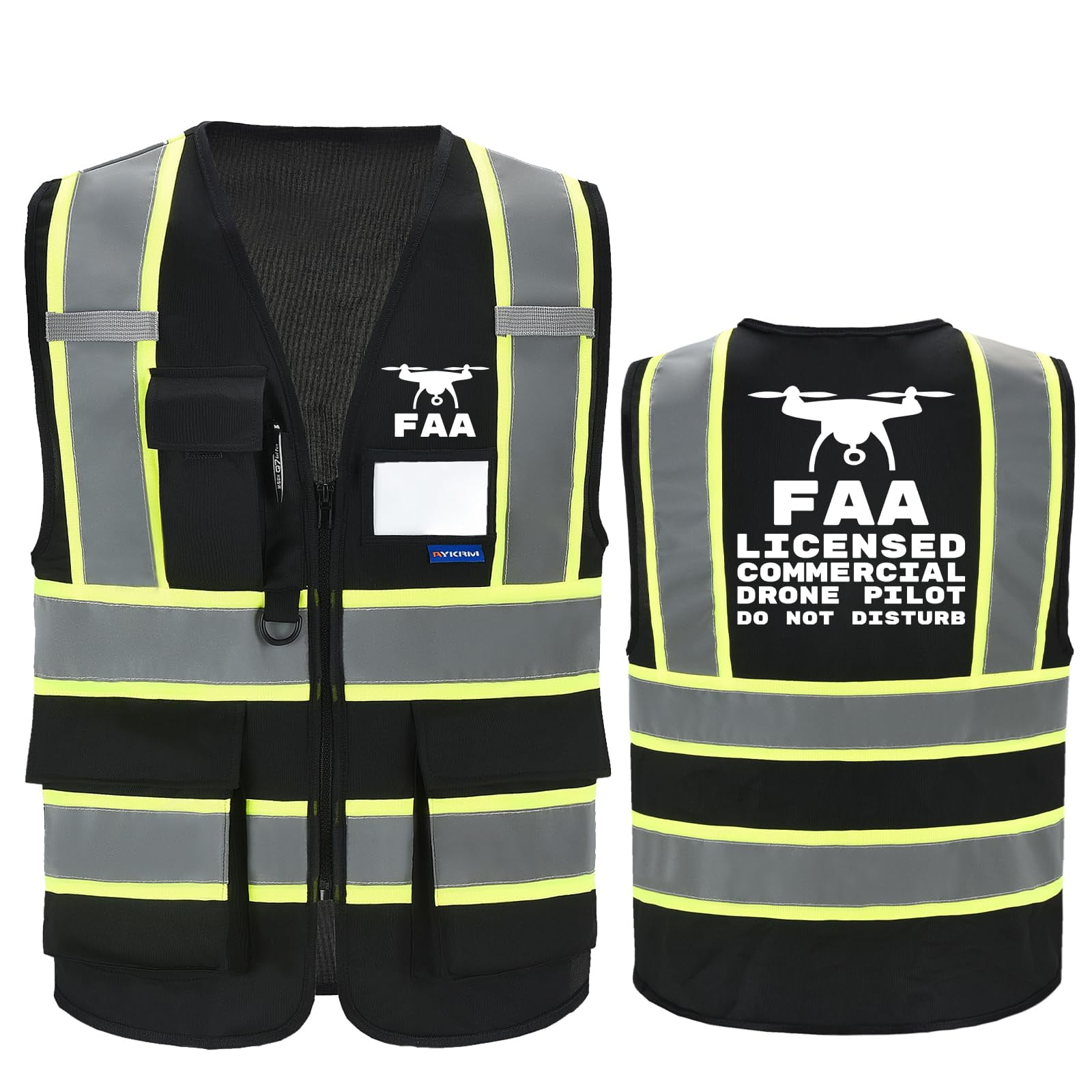 AYKRM Security Vest for Men Women 7 Pockets High Visibility Reflective ...