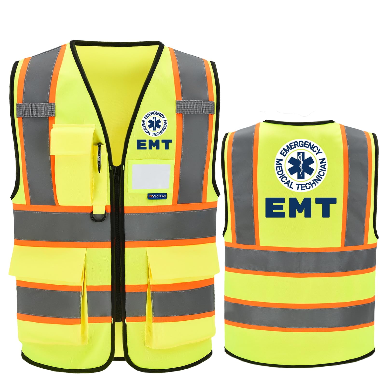 AYKRM Security Vest for Men Women 7 Pockets High Visibility Reflective ...