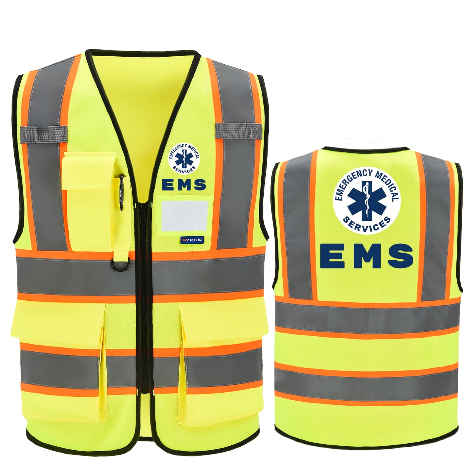 AYKRM Security Vest for Men Women 7 Pockets High Visibility Reflective ...