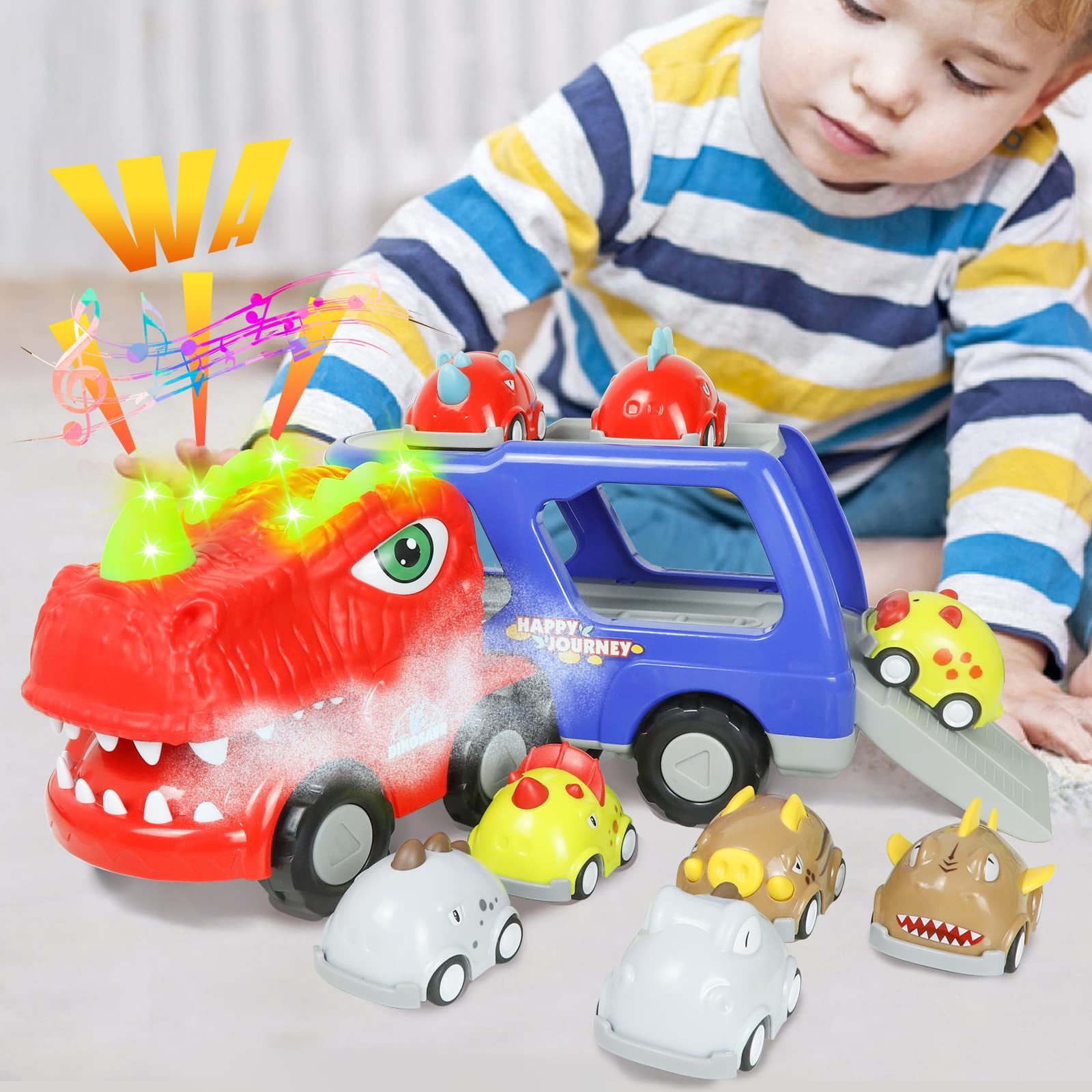 AYMZ Dinosaur Car Truck Toys for Boys 3-6 Years,Friction Powered ...
