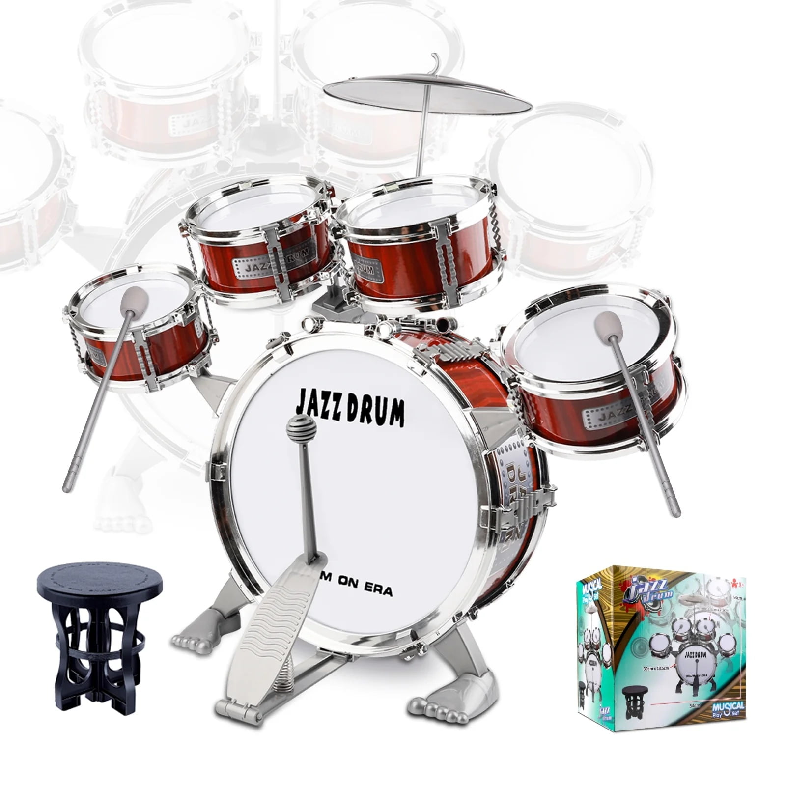 AYMZ Drum Set for Kids, Musical Instruments Tween Kids Drum Set, 5Drums ...