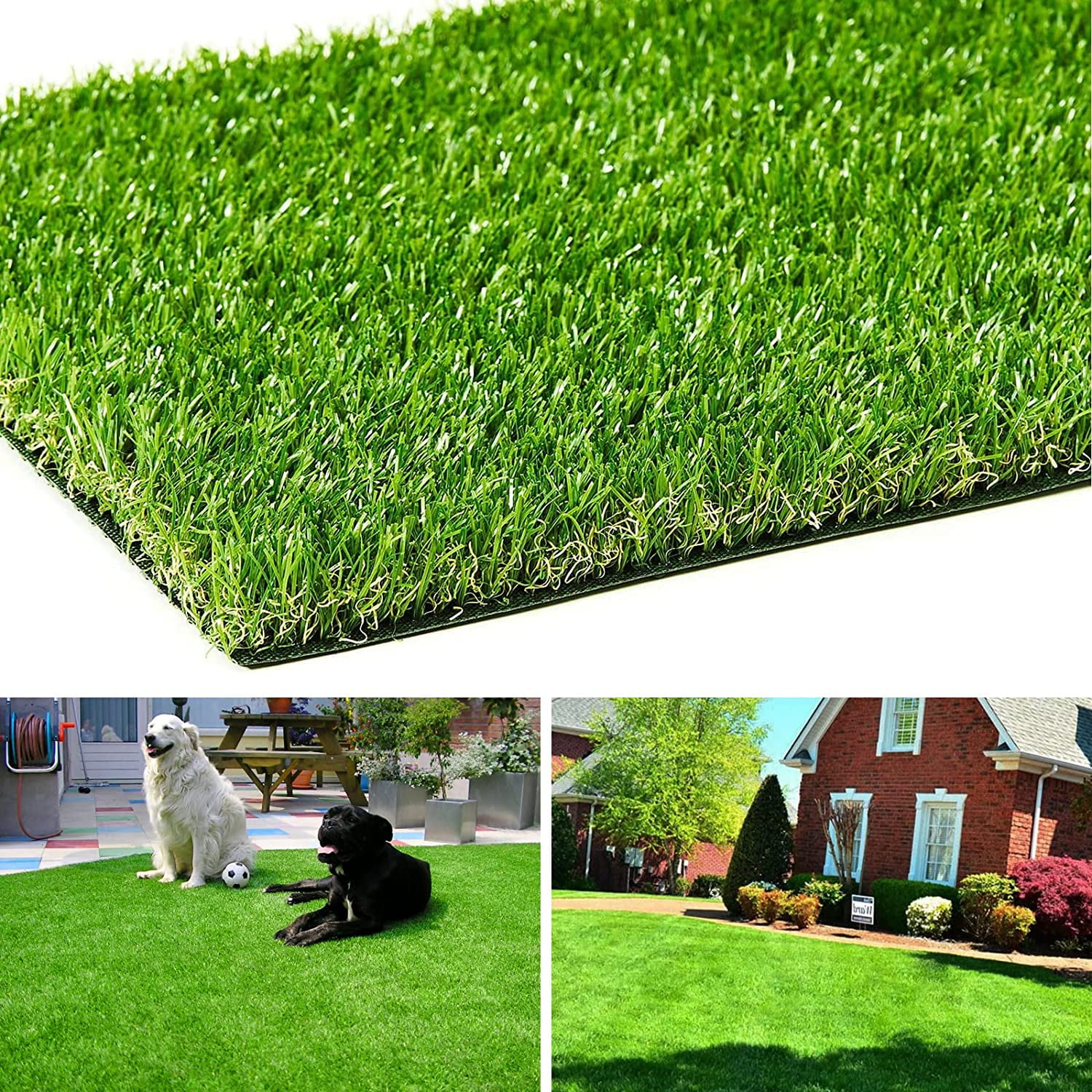 AYOHA Artificial Turf 3 ft x 8 ft with Drainage, 1.38 Inch Realistic ...
