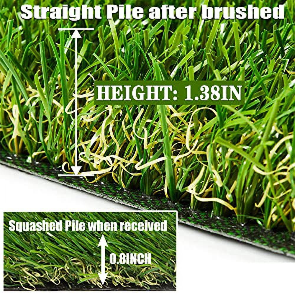 AYOHA Artificial Turf 4' x 4' with Drainage, 1.38 Inch Realistic Fake ...
