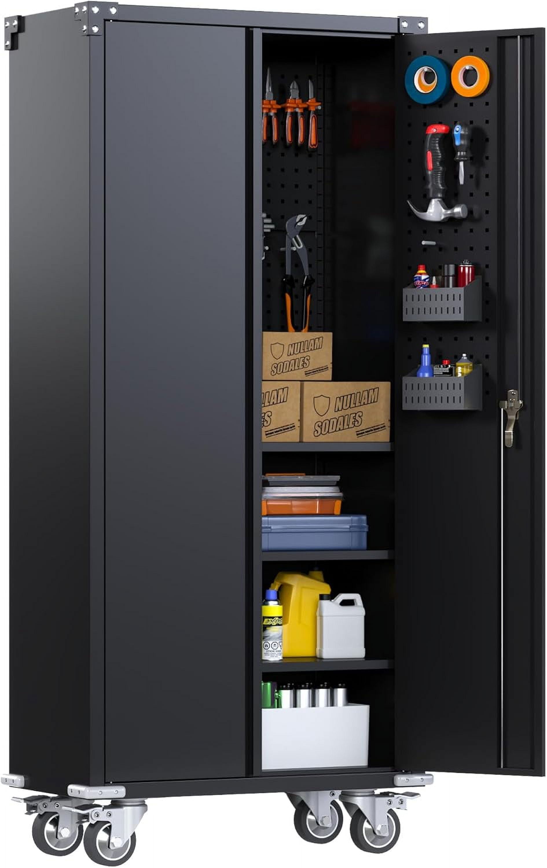 AYOIP 71" H Metal Garage Storage Cabinet with Wheels Lockable Steel ...