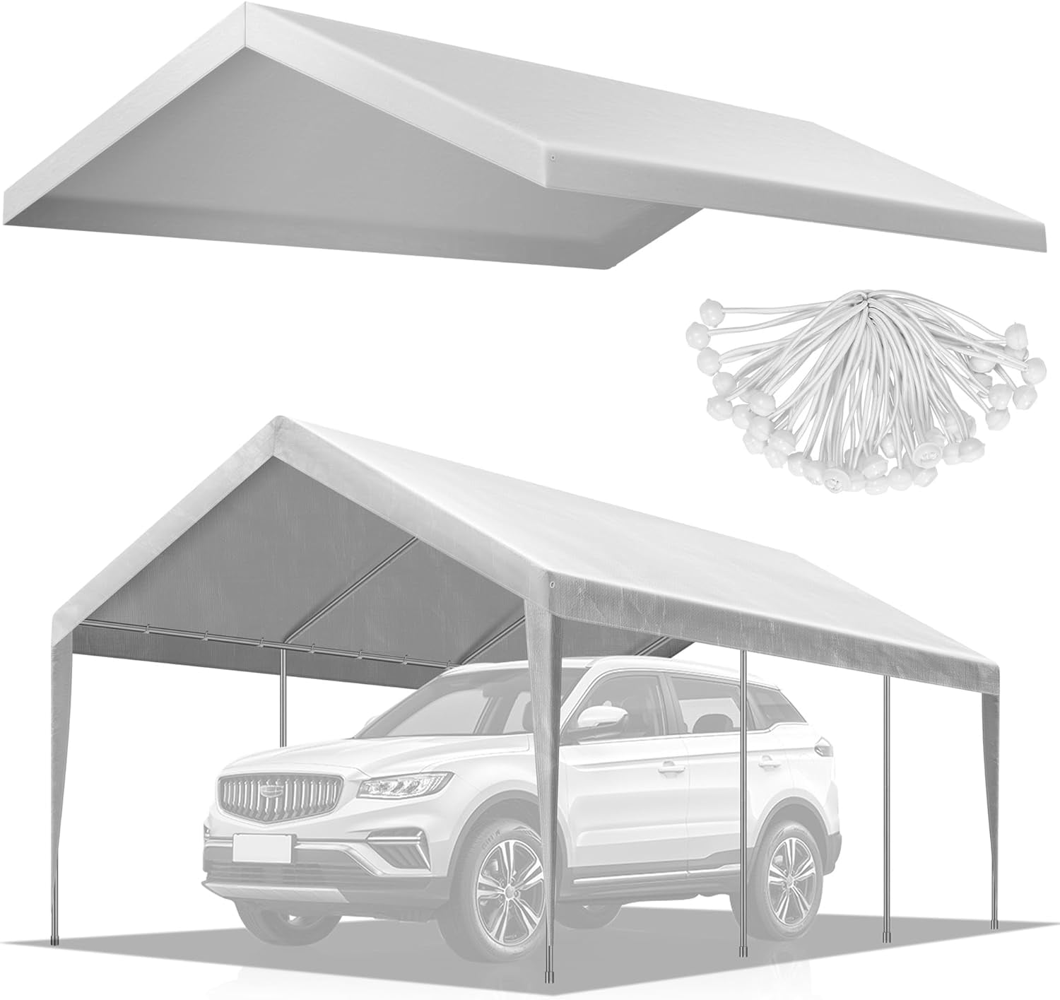 AYOSEA 12x20ft Carport Replacement Canopy Cover, 180G Waterproof & UV ...