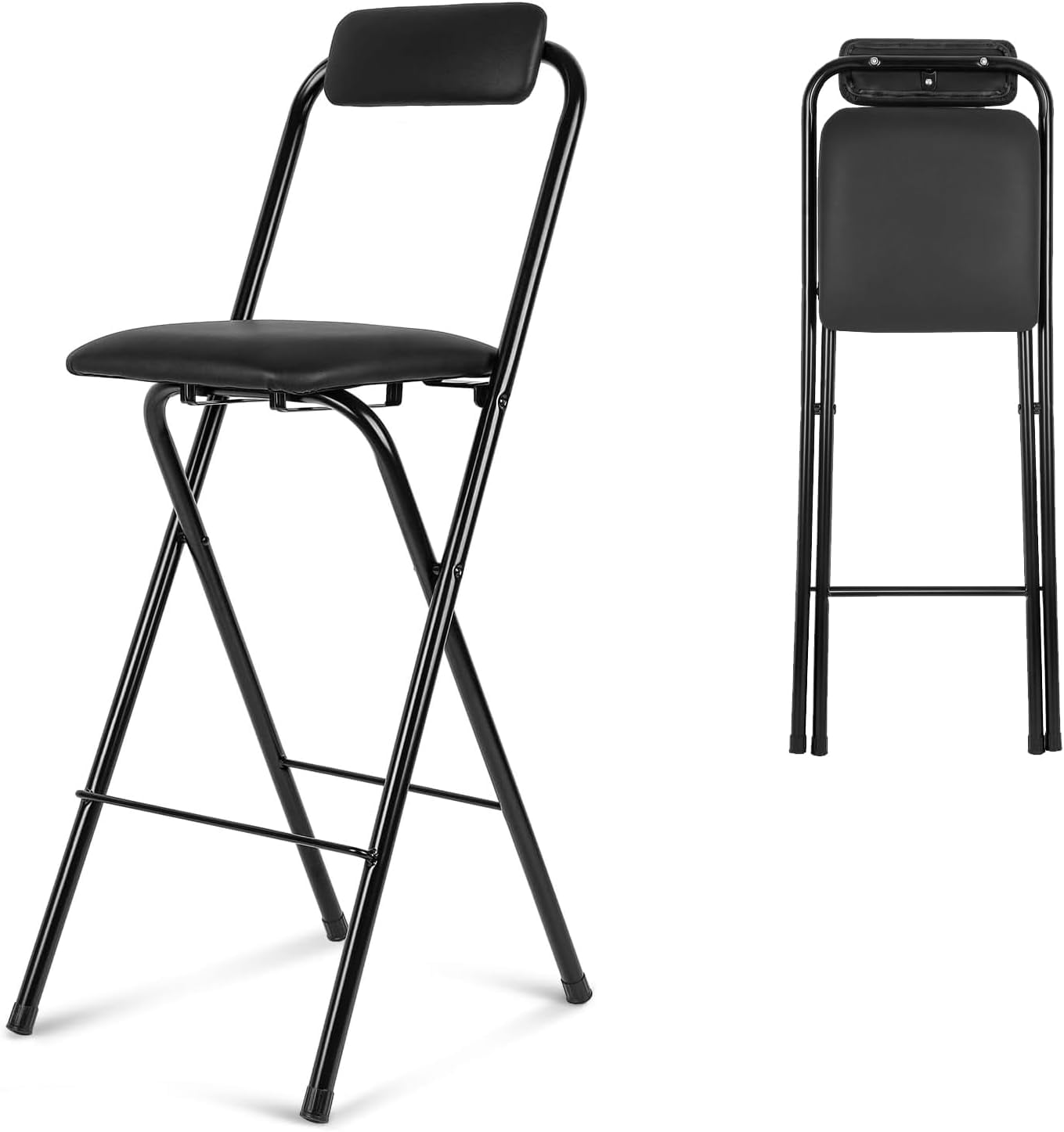AYOSEA Folding Bar Stool with Back,24 Inch Tall Foldable Stool Chair ...