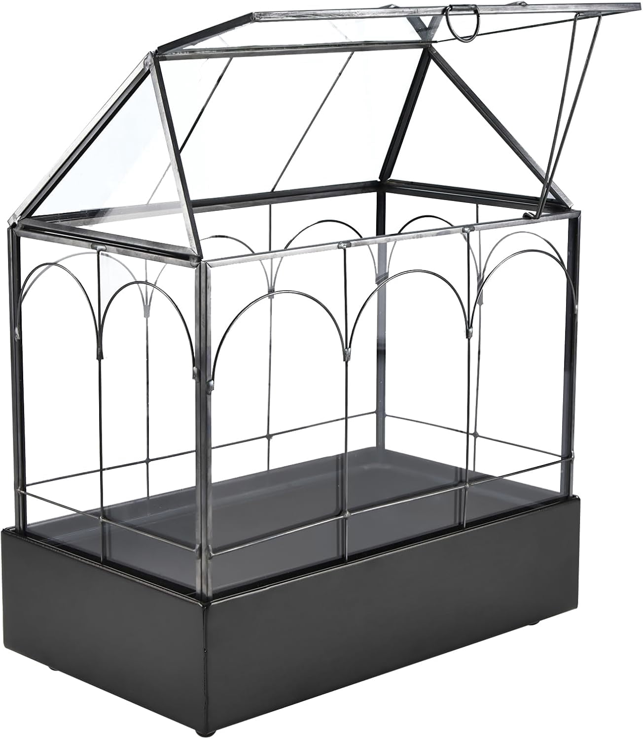 AYOSEA Glass Terrarium with Metal Tray, Glass Greenhouse Terrarium Kit ...