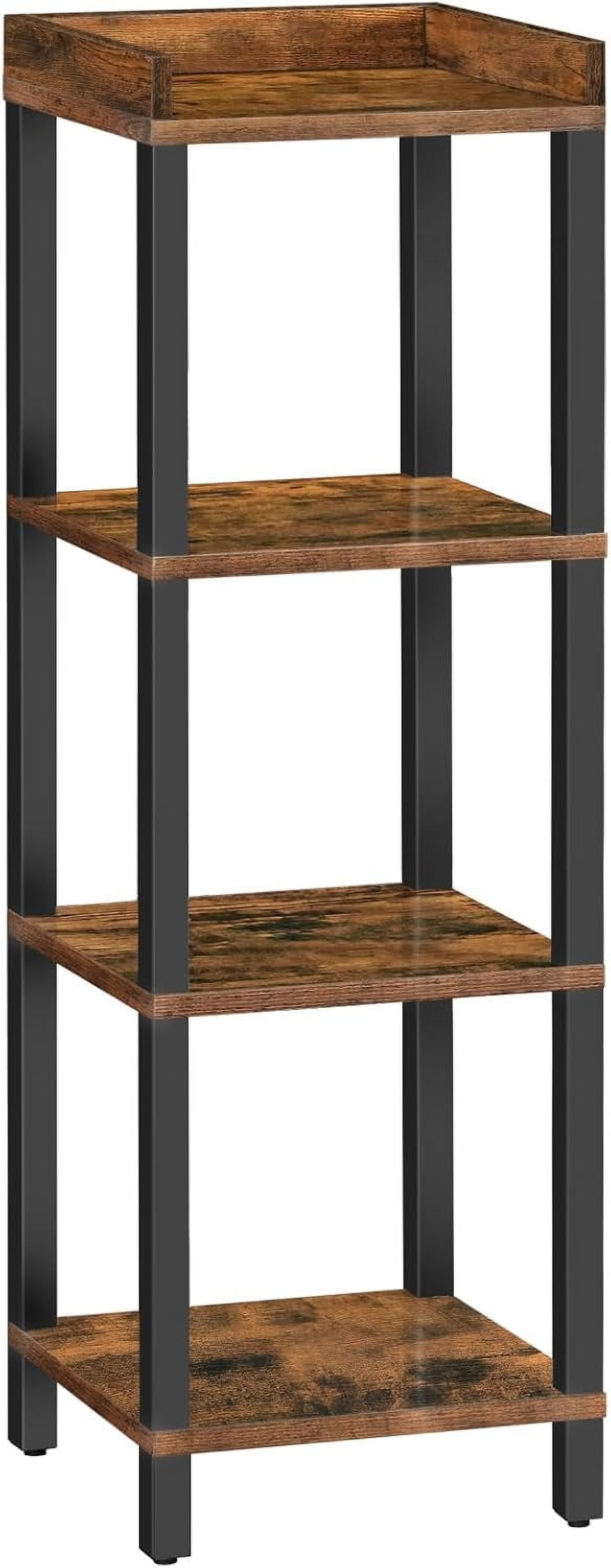 AYOSEA Small Bookcase, Industrial Style Bookshelf for Narrow Spaces, 4 ...