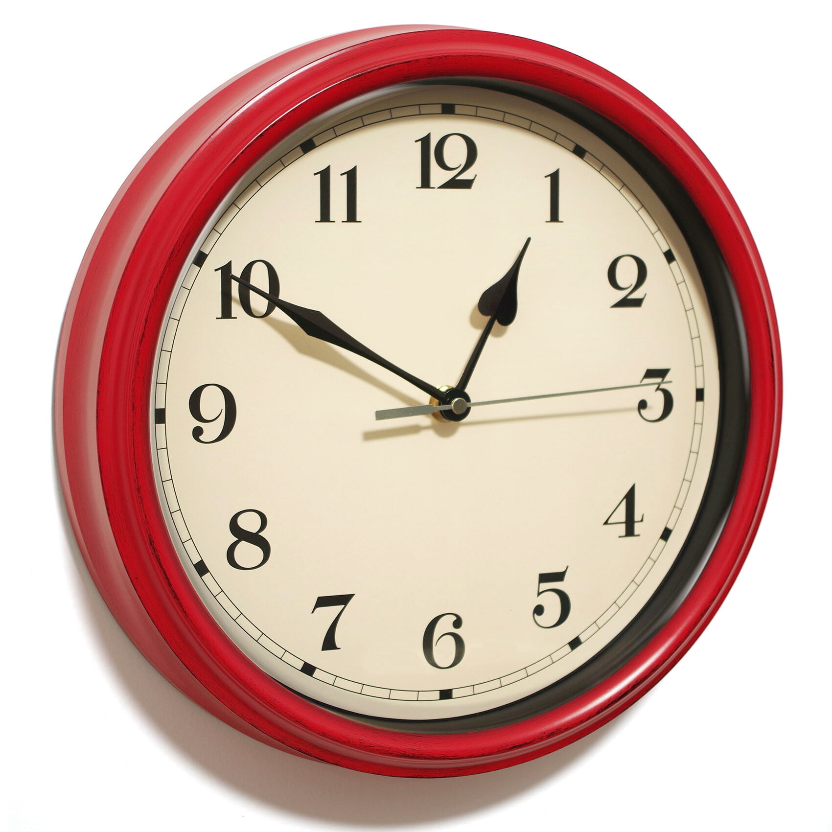 AYRELY Silent 11-Inch Vintage Red Wall Clock - Analog, Battery-Operated ...