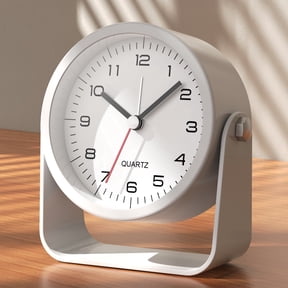 Deyuer Desk Clock Battery Operated Non-ticking Plastic Small Bedside ...