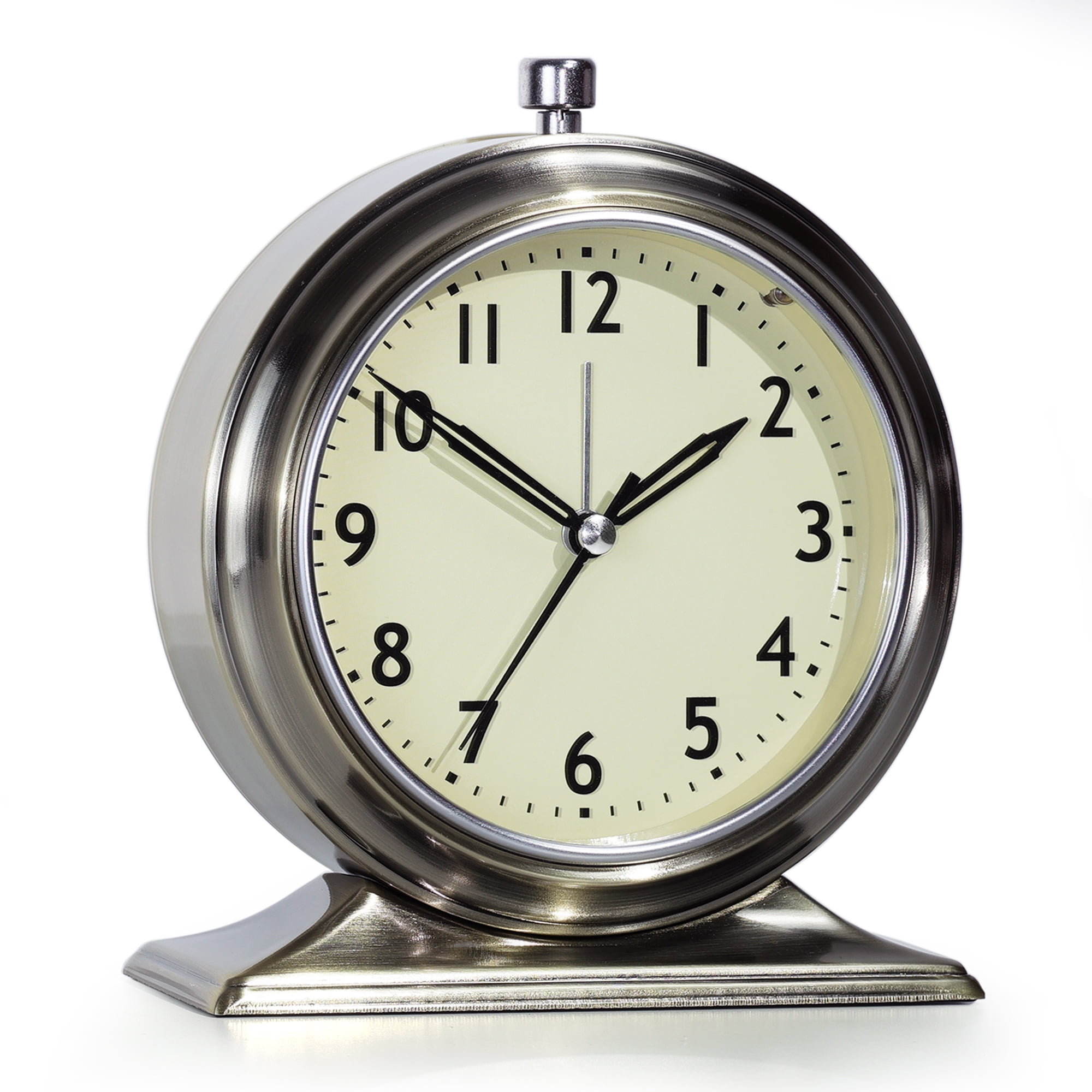 AYRELY® 4-inch Battery Operated Alarm Clock Silent Analog Desk Clocks ...