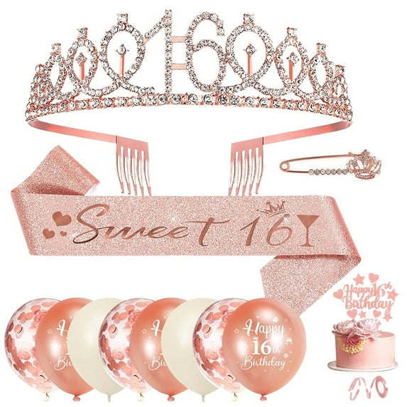 AYUQI 16 Birthday Decorations for Girls, Including Birthday Sash,Rose ...