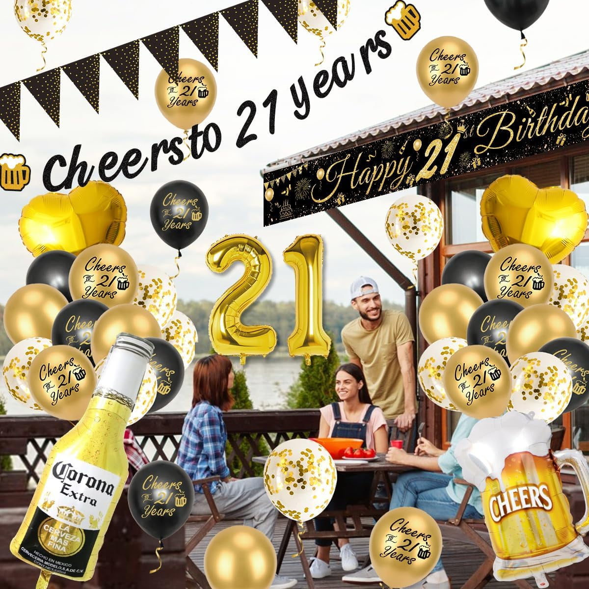 AYUQI 21st Birthday Decorations for Him, 21st Happy Birthday Decoration ...