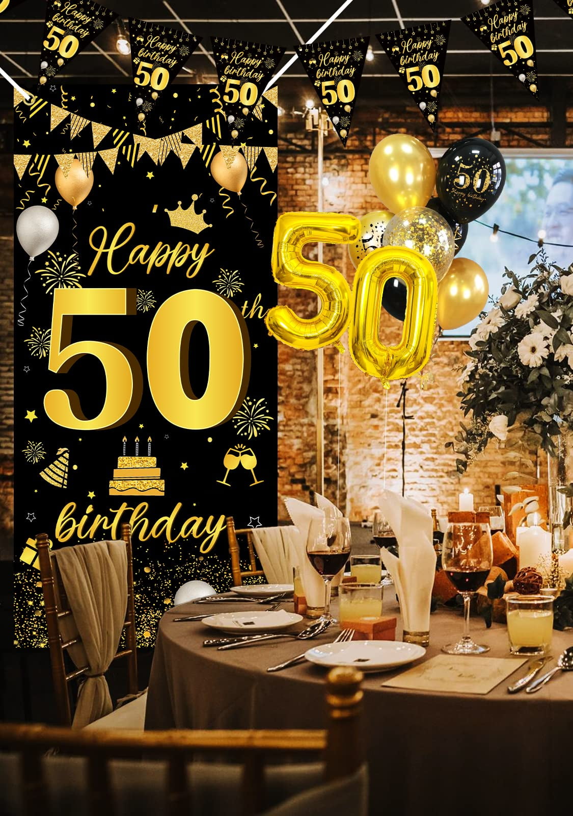 AYUQI 50th Birthday Decoration Balloons, Men Happy 50th Birthday ...