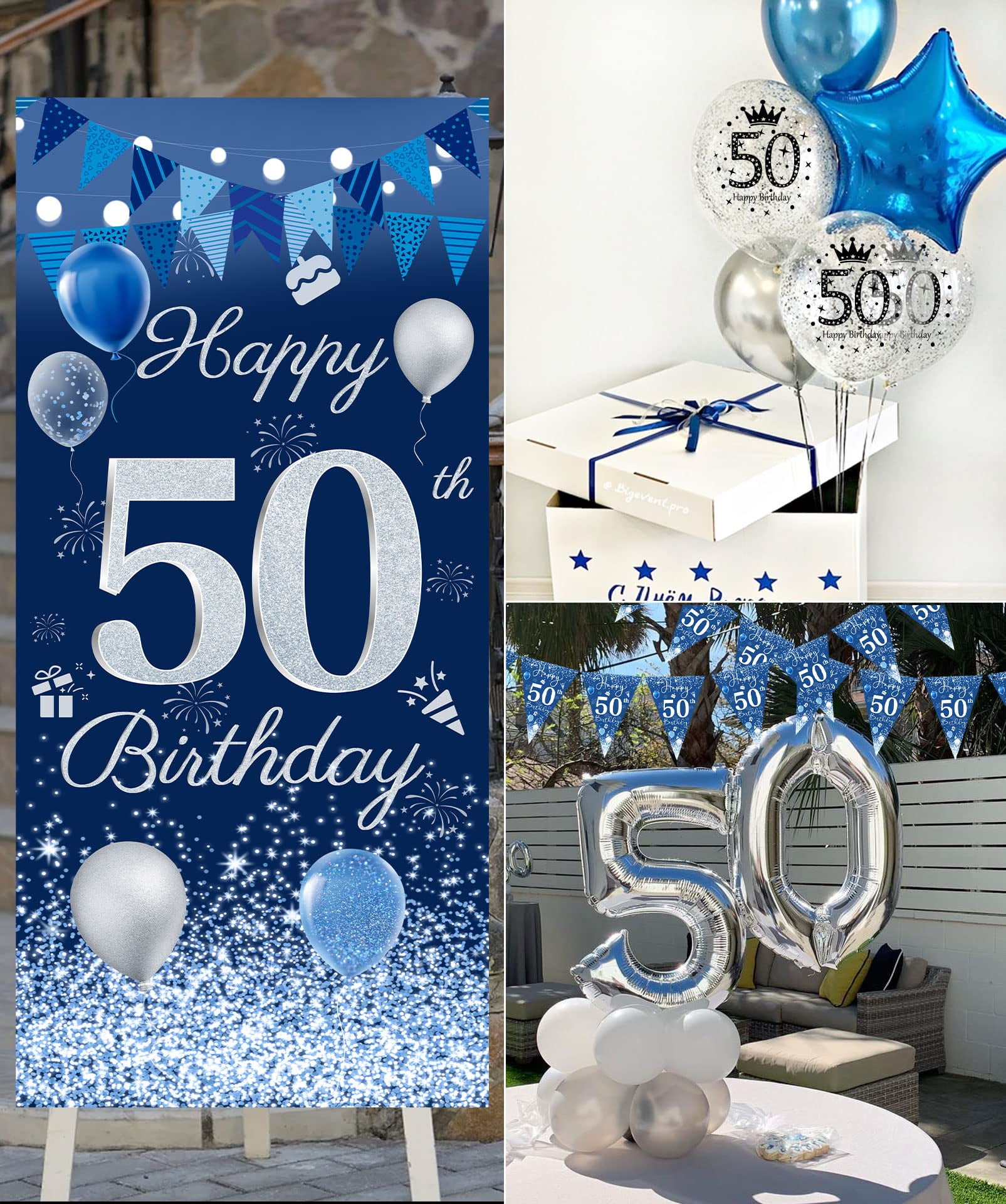 AYUQI 50th Birthday Decoration Balloons, Men Women Happy 50th Birthday ...