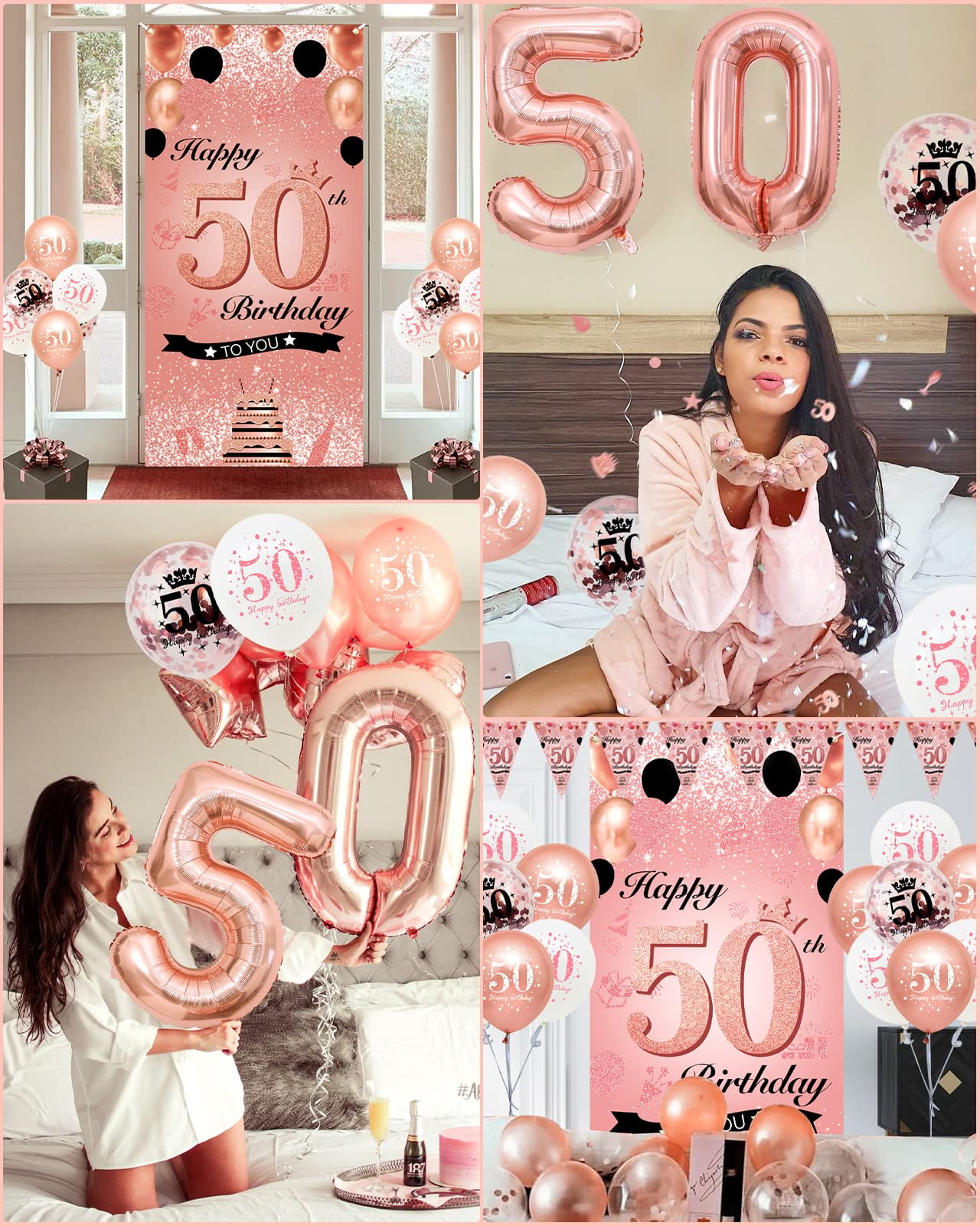 AYUQI 50th Birthday Decoration, Women Happy 50th Birthday Decoration ...