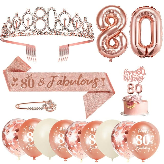 AYUQI 80th Birthday Decorations Party Set for Women Birthday Gifts, 80 ...