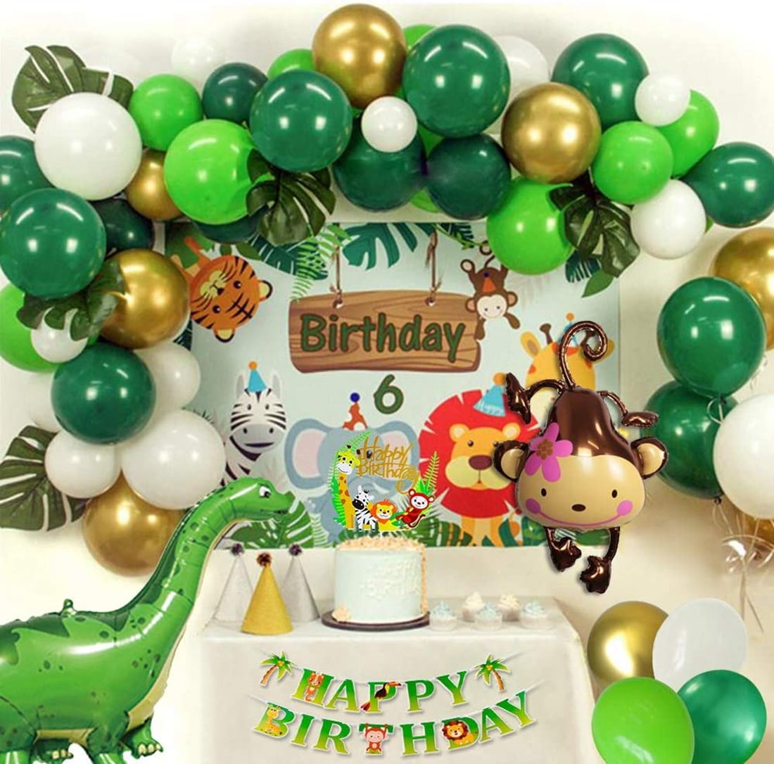 AYUQI Dinosaur Balloon Arch Kit, Green Jungle Theme Party Decorations ...