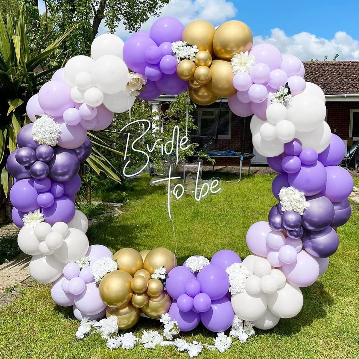 AYUQI 125pcs Purple Gold Birthday Balloon Arch, Latex Balloons Garland ...