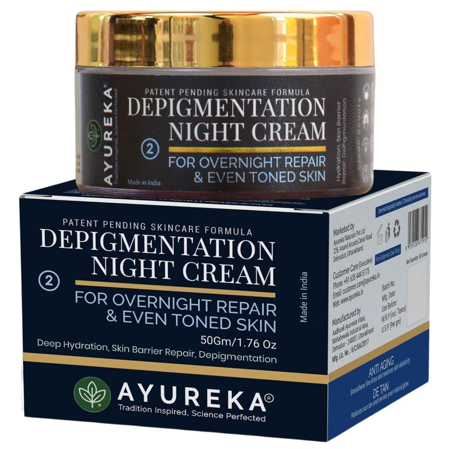 AYUREKA Night Cream for Pigmentation Dark Spots Tan Deep Repair ...