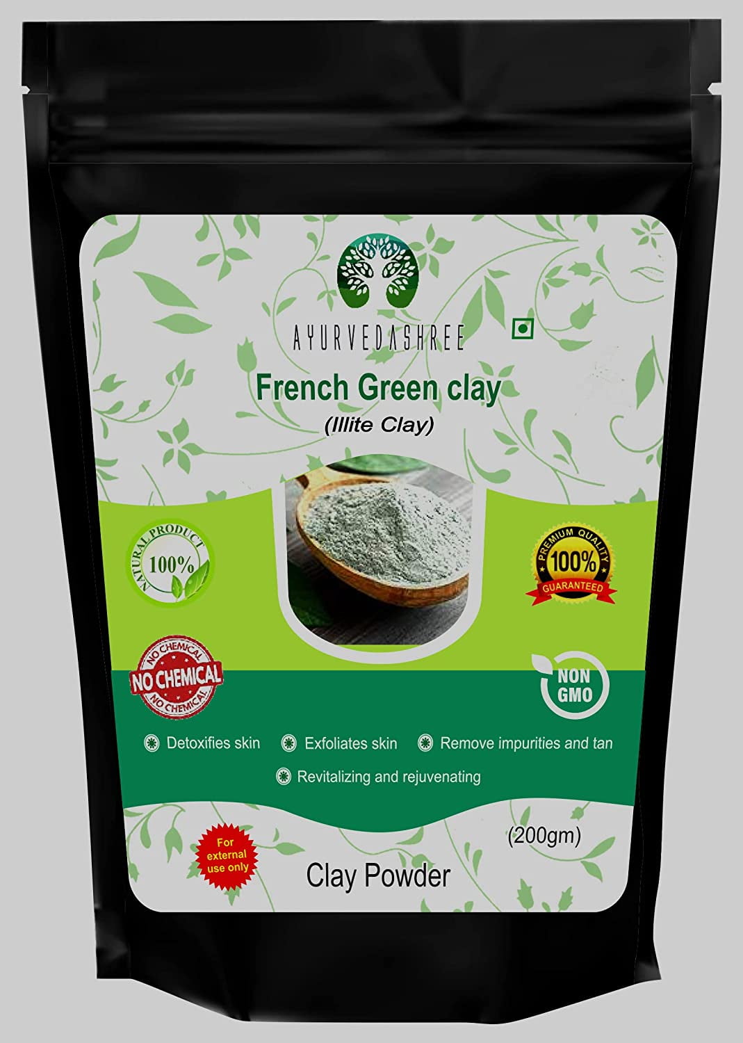 AYURVEDASHREE French Green Clay Powder 200 Gm | 100% Pure ...