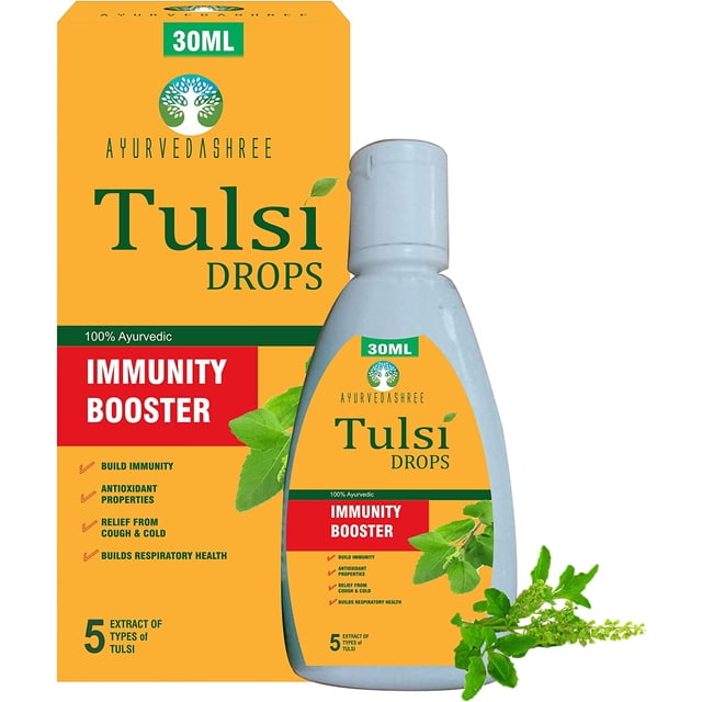 AYURVEDASHREE Tulsi Drops, Panch Tulsi, Immunity Herbal Supplement 30ml ...