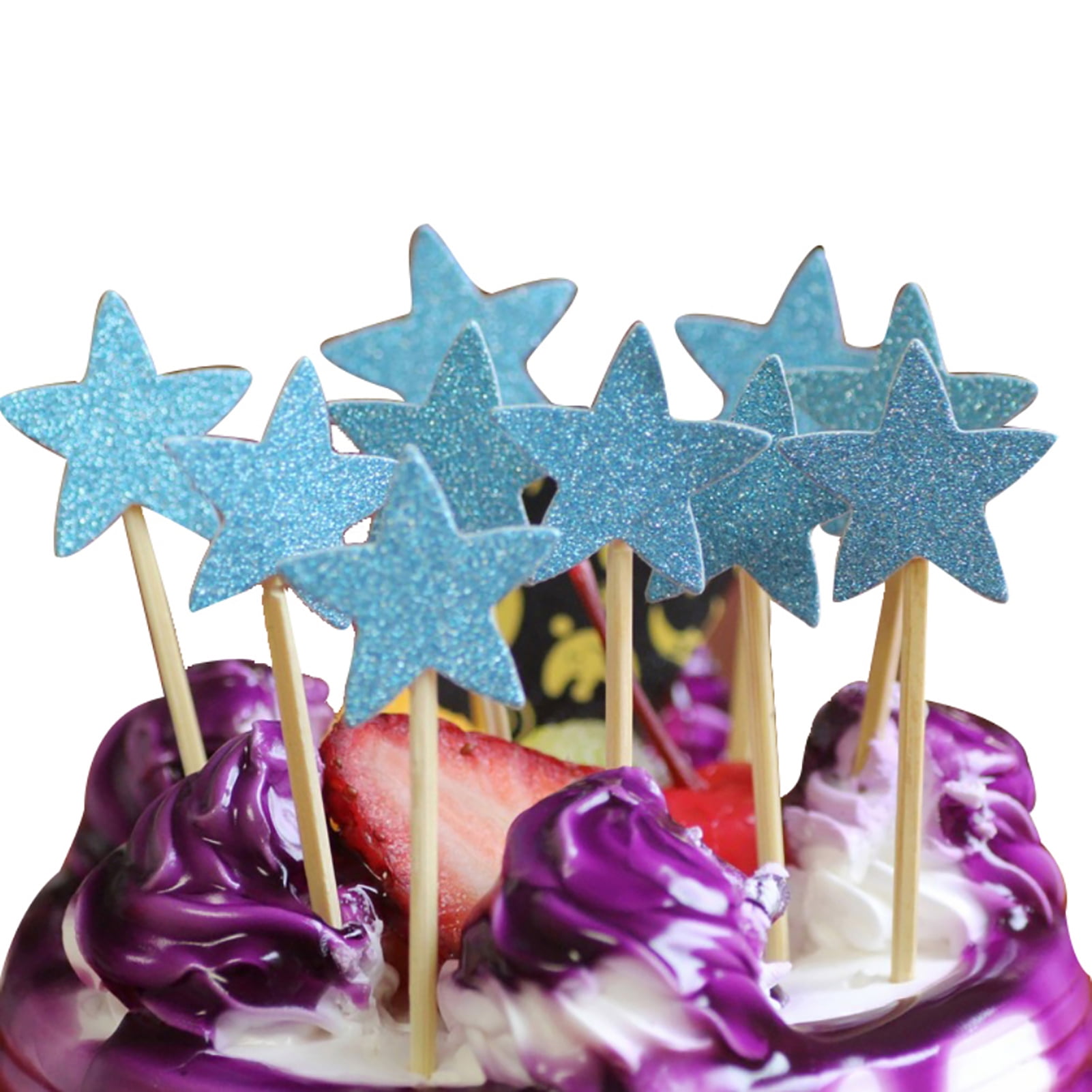 AYYUFE 10Pcs Glitter Star Cupcake Cake Topper Party Supplies Birthday ...