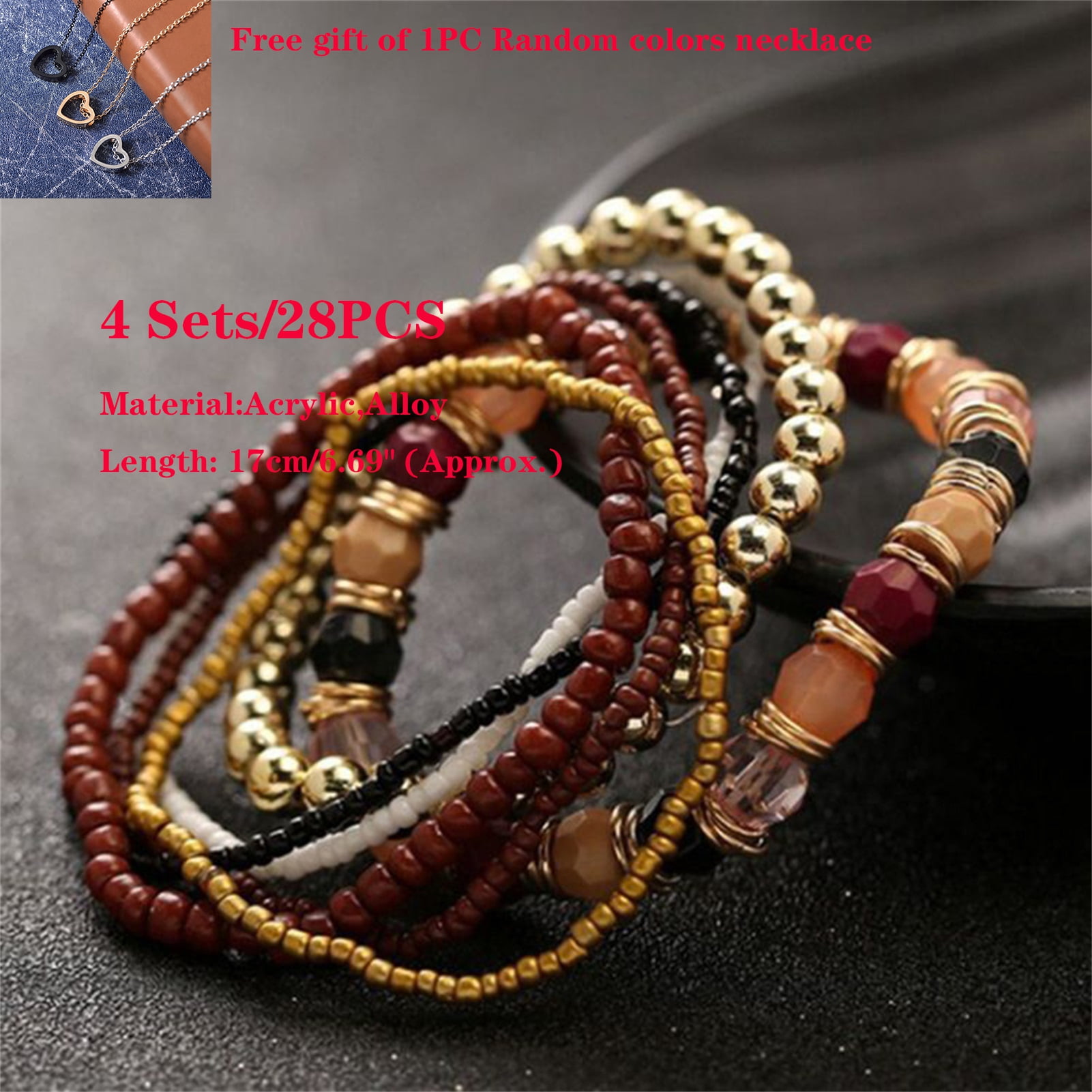 Ayyufe 4 Sets28pcs Boho Bracelets Women Boho Bohemian Mix Multilayer