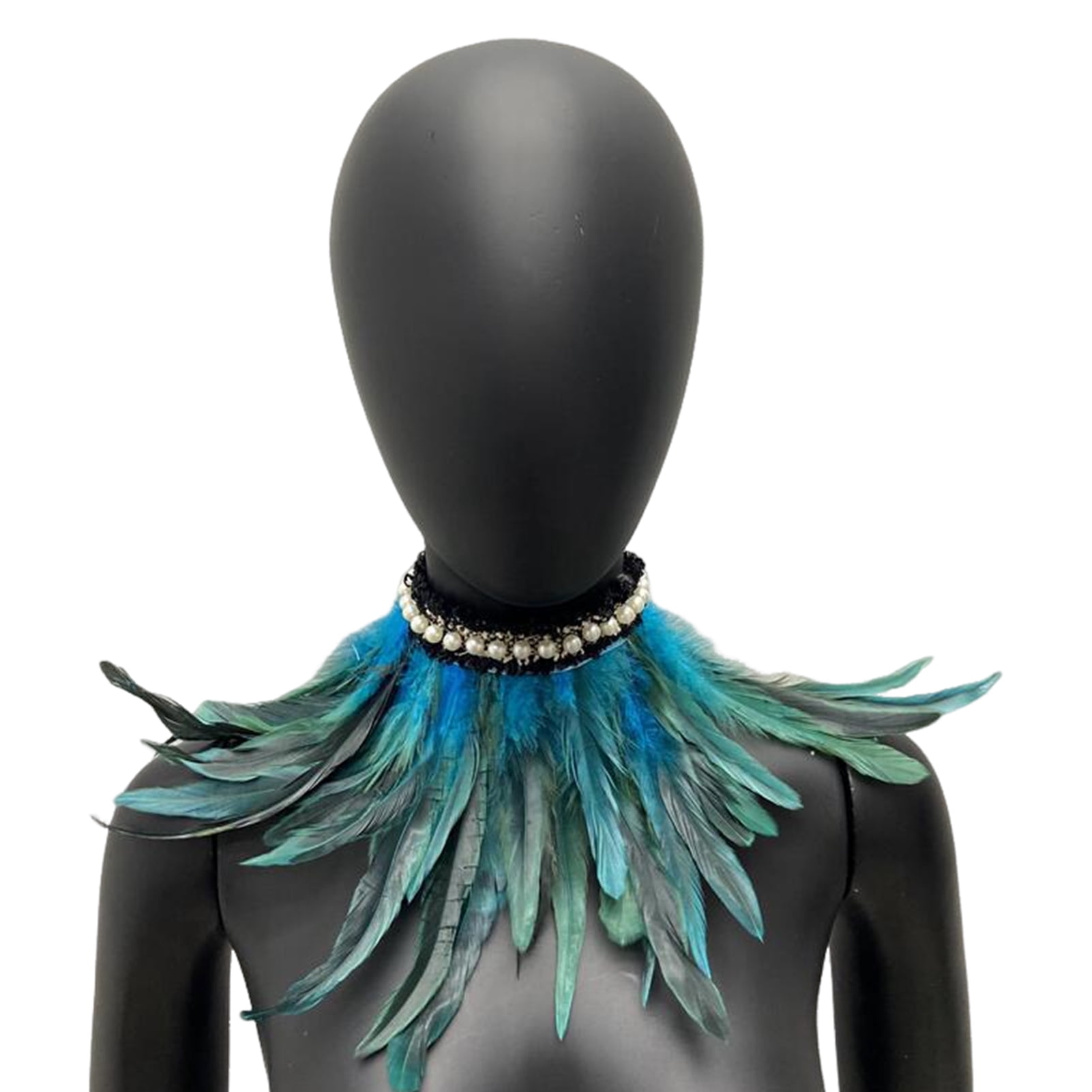 AYYUFE Faux Feather Scarf Faux Pearl Decor Soft Adjustable Lace-up ...