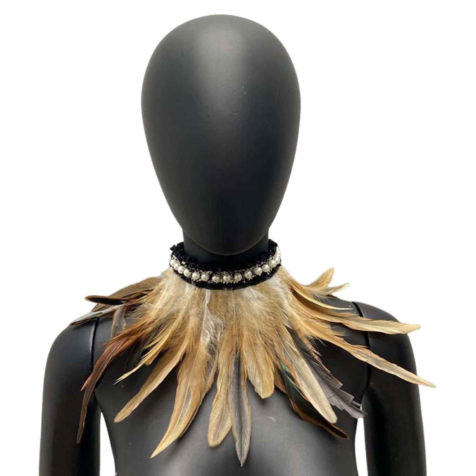 AYYUFE Faux Feather Scarf Faux Pearl Decor Soft Adjustable Lace-up ...