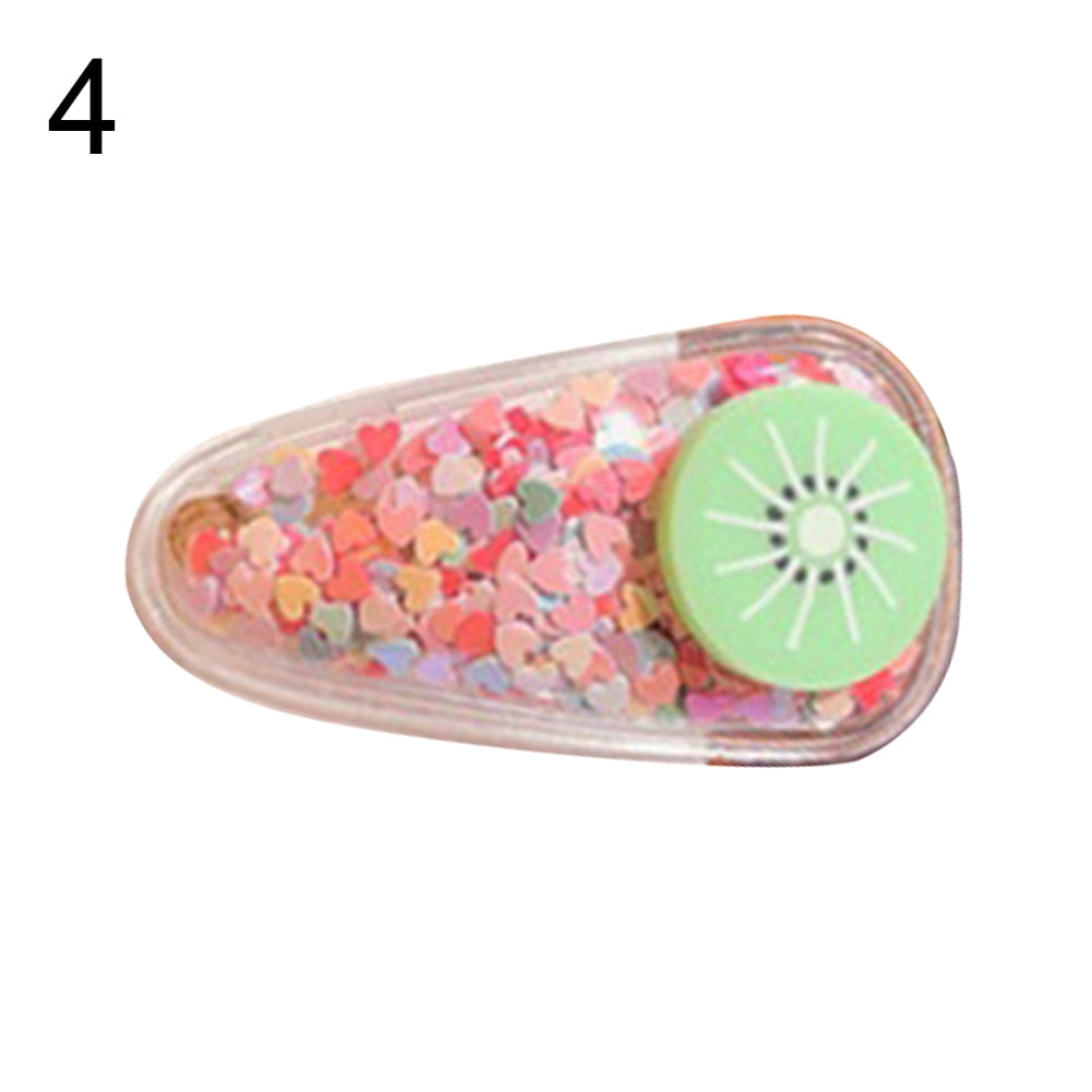 AYYUFE Kid Girl Barrette Transparent Water Drop Shape Quicksand Fruit ...