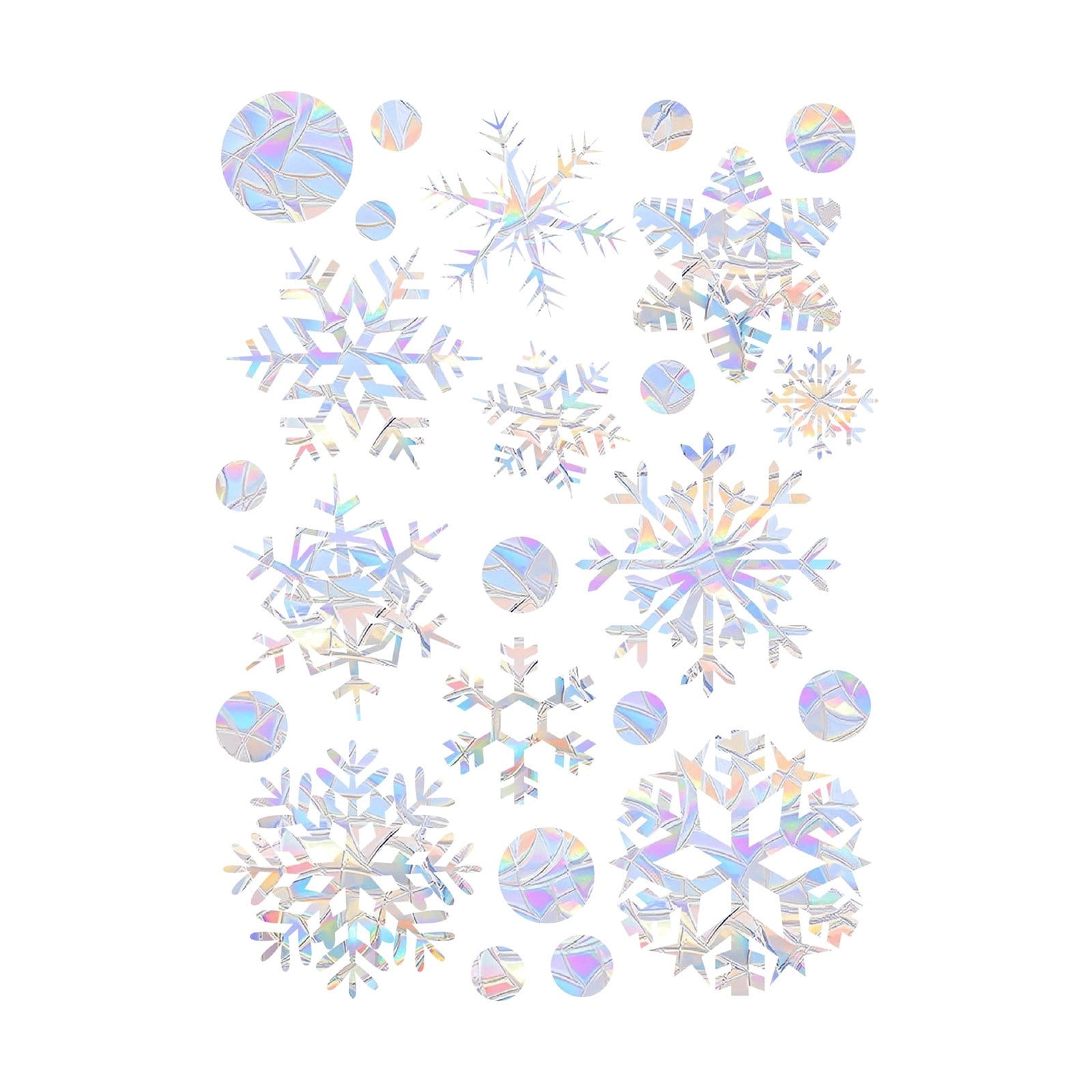 AYktou 1 Sheet Christmas Window Clings, Dazzling Colors Snowflake ...