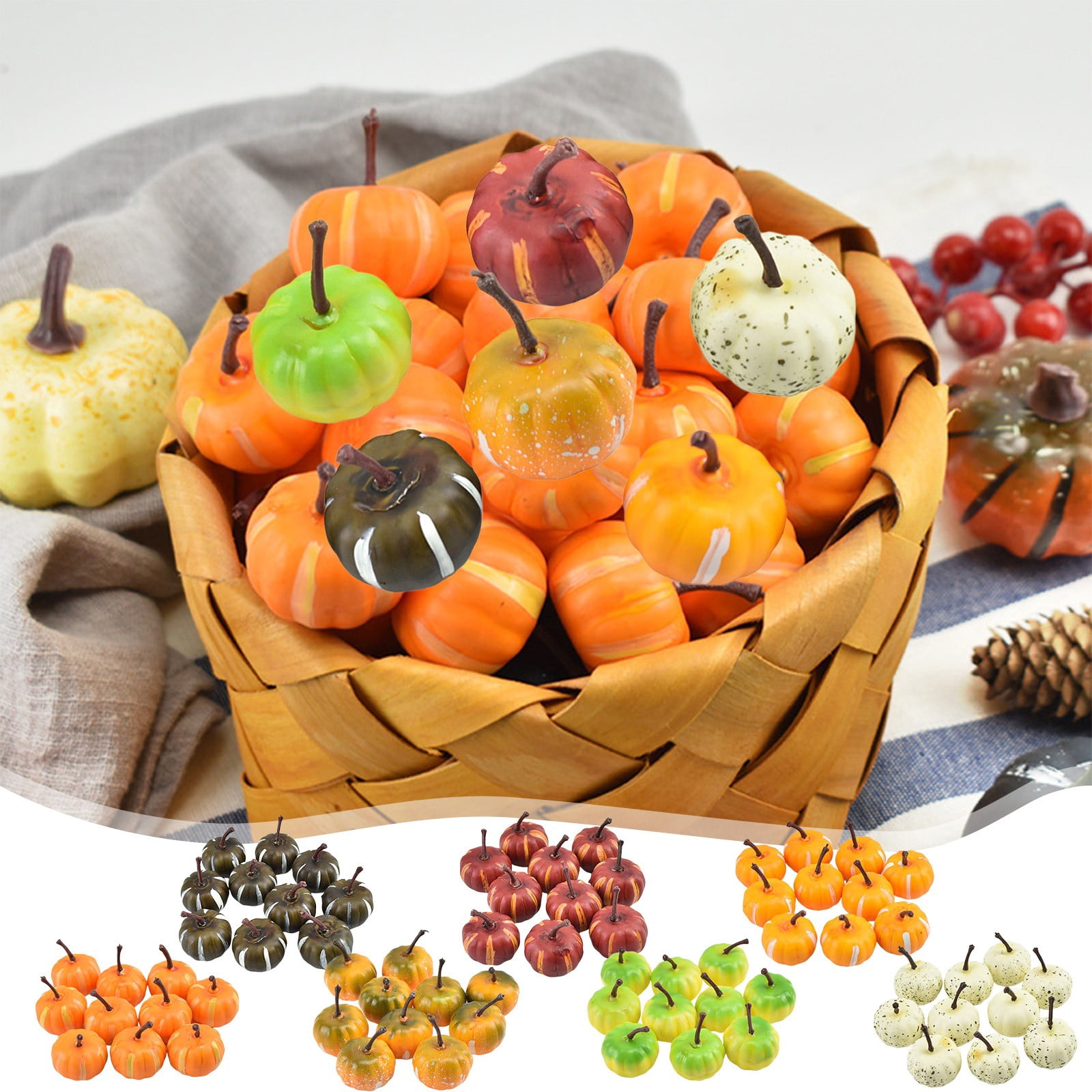 AYktou 10 Pack Small Artificial Pumpkins, Fall Crop Lifelike Cucurbit ...