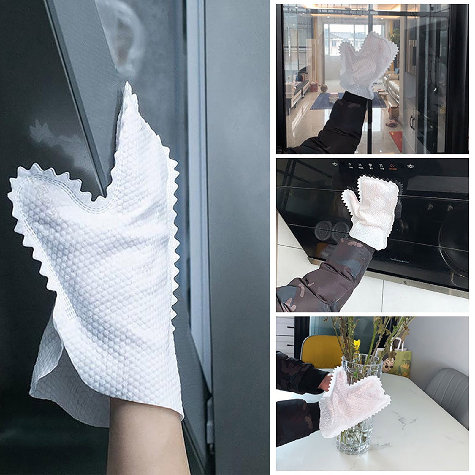 AYktou 10 Pcs Dusting Gloves for House Cleaning,Dual-Sided Disposable ...
