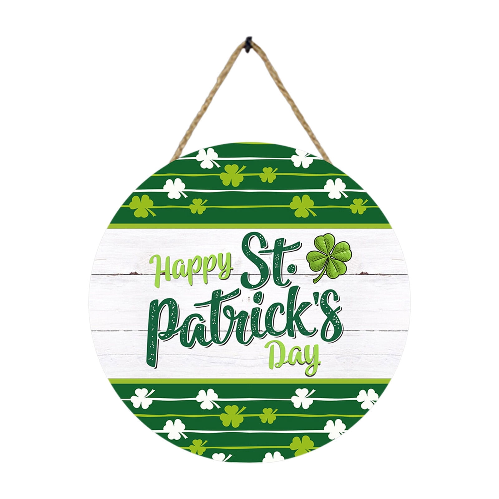 AYktou 11.8" Happy St.Patricks Day Door Sign - Shamrock Wooden Hanging ...