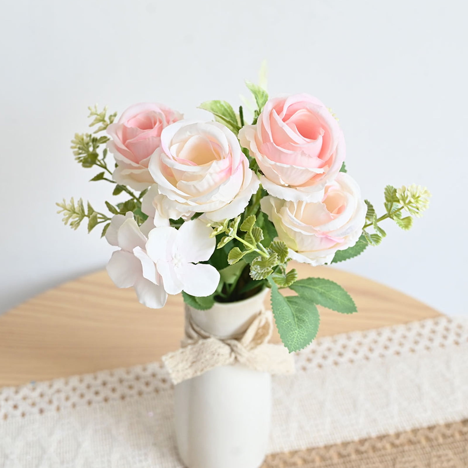 AYktou 12.6" Fake Roses Artificial Flowers Silk Pink Roses Wedding ...