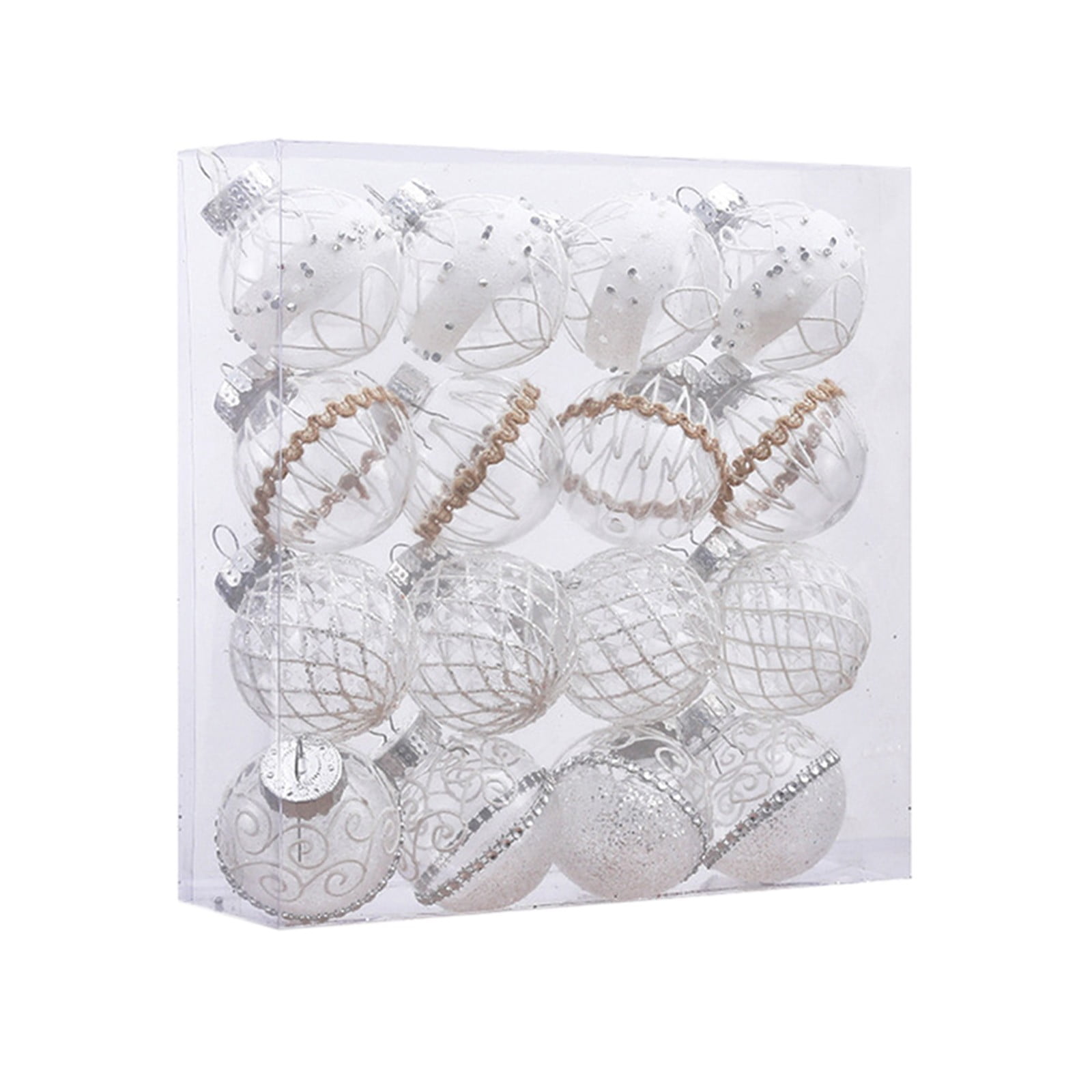 AYktou 16 Pcs Christmas Ball Ornaments Set-6cm/2.36" White and Gold ...