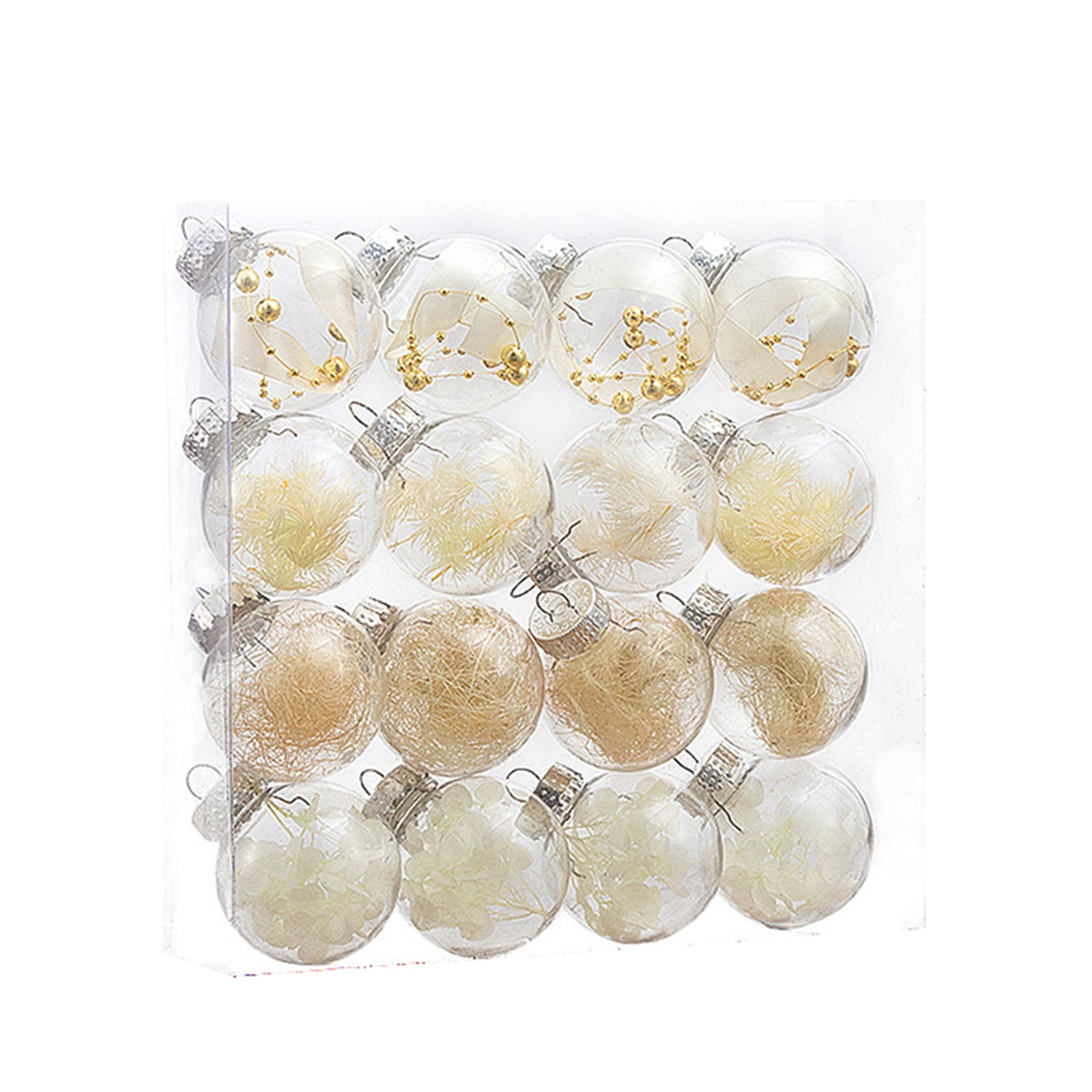 AYktou 16 Pcs Christmas Ball Ornaments Set-6cm/2.36" White and Gold ...