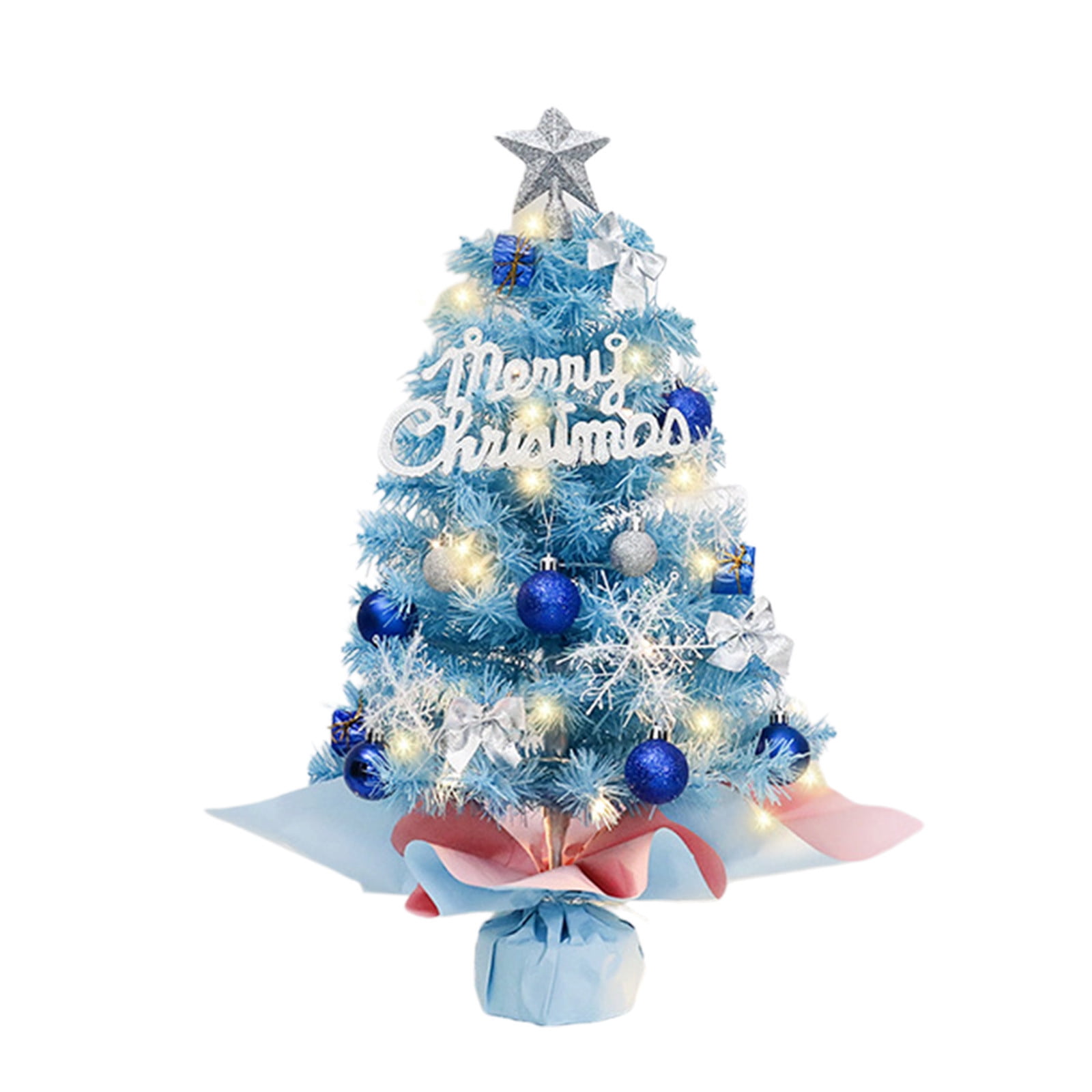 AYktou 18 Inch Christmas Trees with String Lights, Tabletop DIY ...