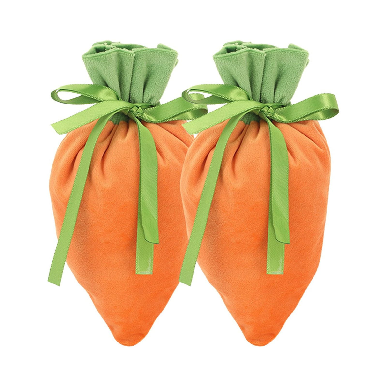 AYktou 2pcs Velvet Carrot-Shaped Easter Goodies Bags Easter Carrot Gift ...