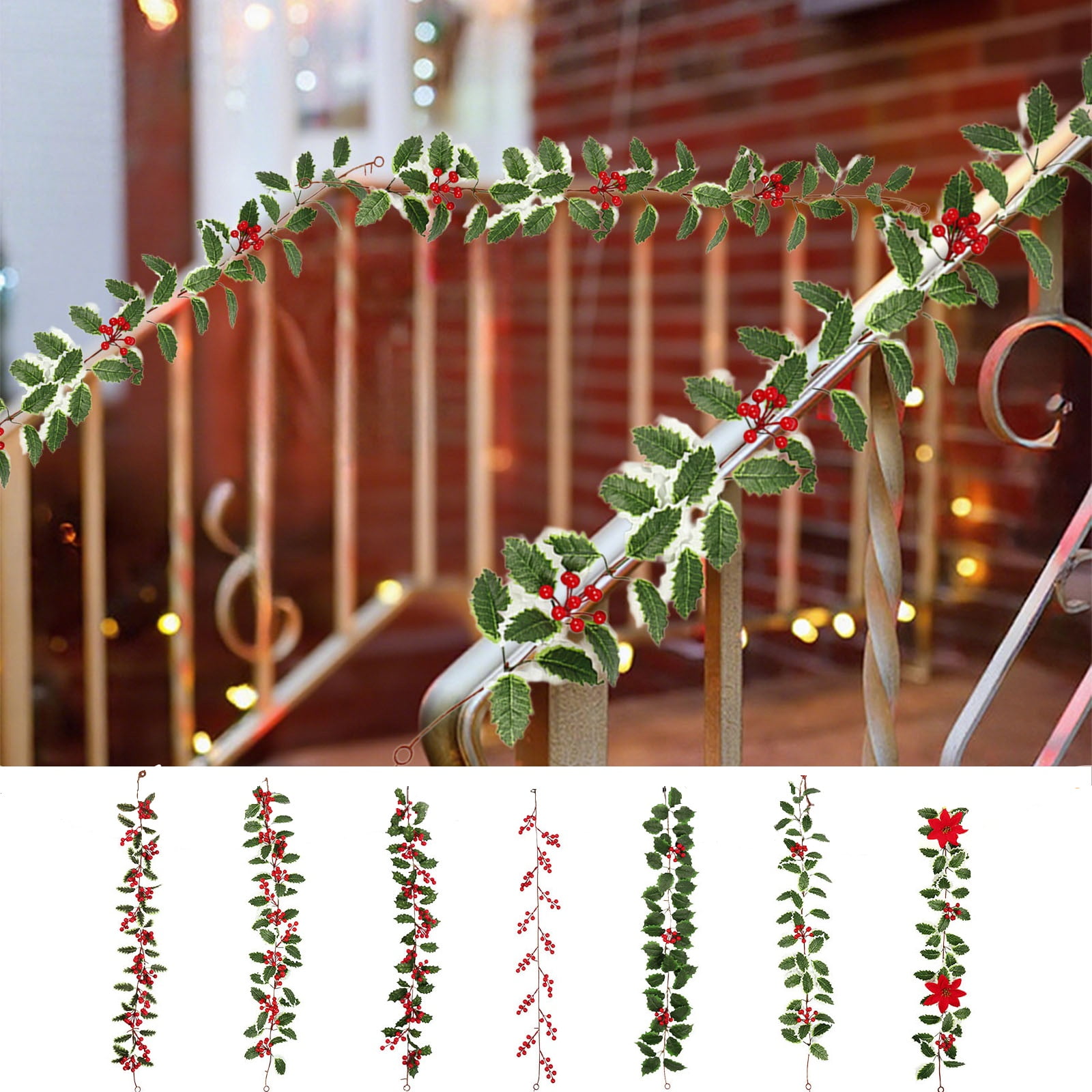 AYktou 39.4 Inch Christmas Garlands, Artificial Red Berries Red Fake ...