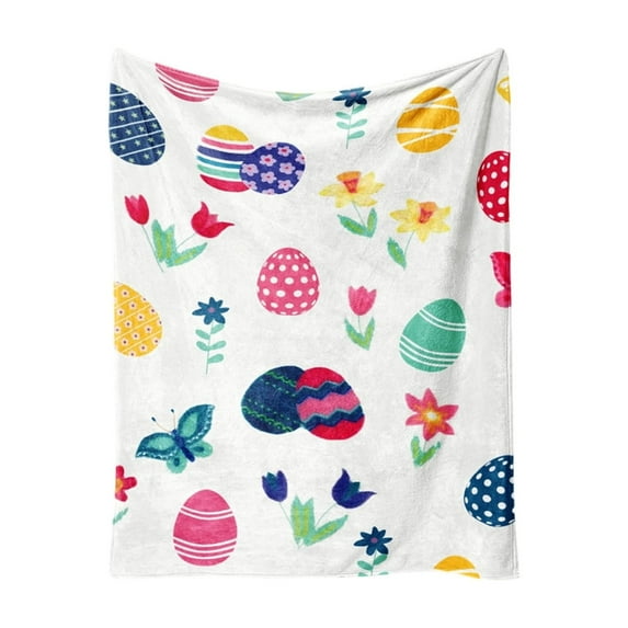 AYktou 39×51 Inch Easter Blankets, Soft Easter Bunny Easter Egg Printed ...