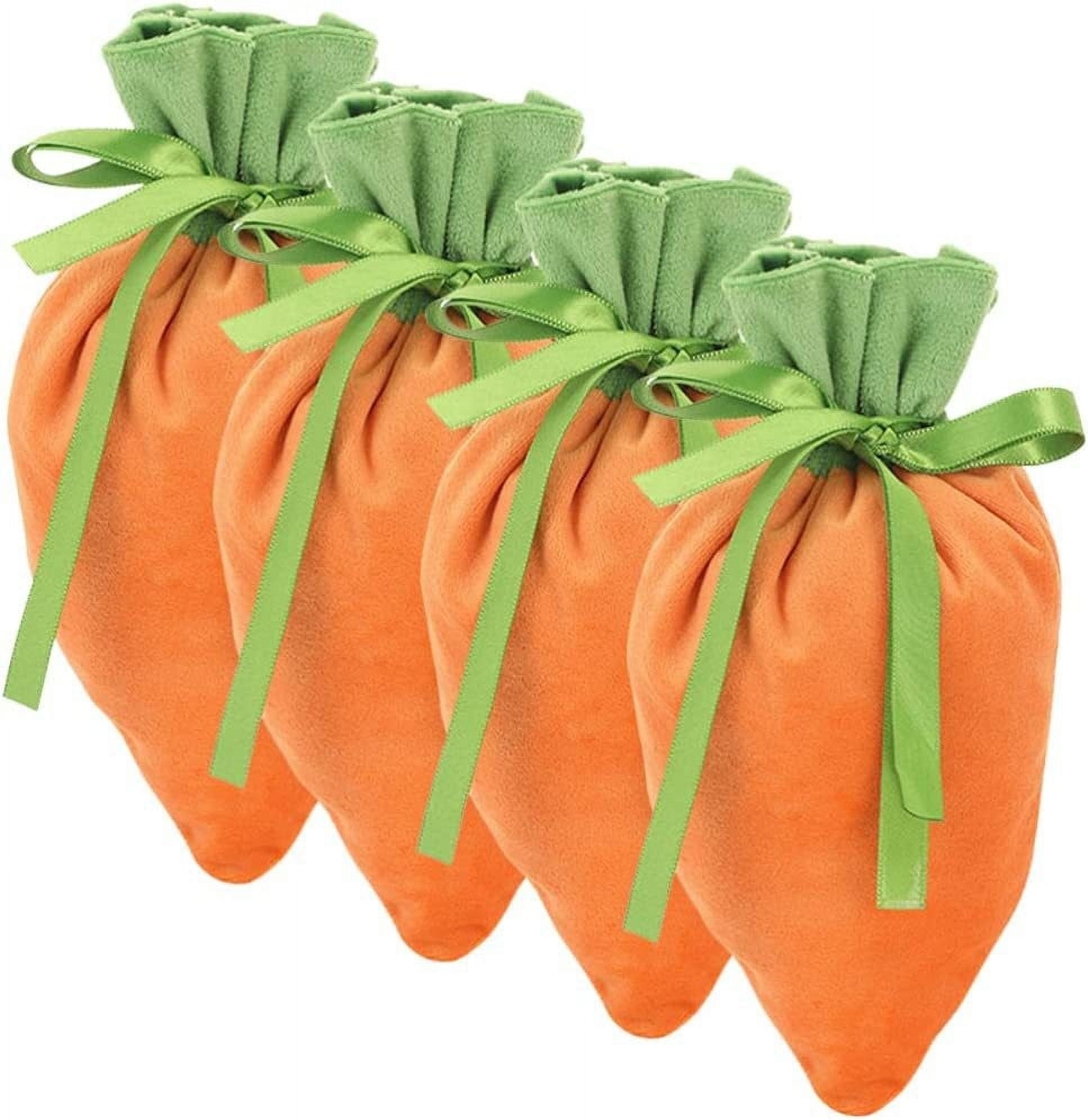 AYktou 4pcs Velvet Carrot-Shaped Easter Goodies Bags Easter Carrot Gift ...