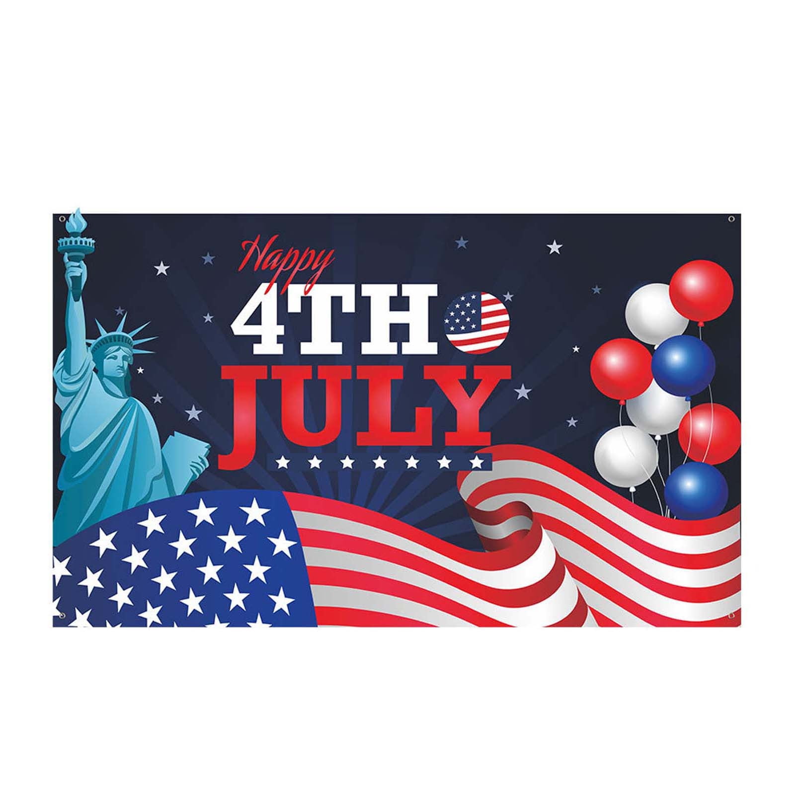 AYktou 4th of July Decorations Banner-USA Flags Photo Backdrop,Outdoor ...