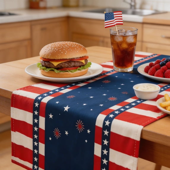 AYktou 4th of July Decorations - Patriotic Table Runner, 13×71 Inch USA ...