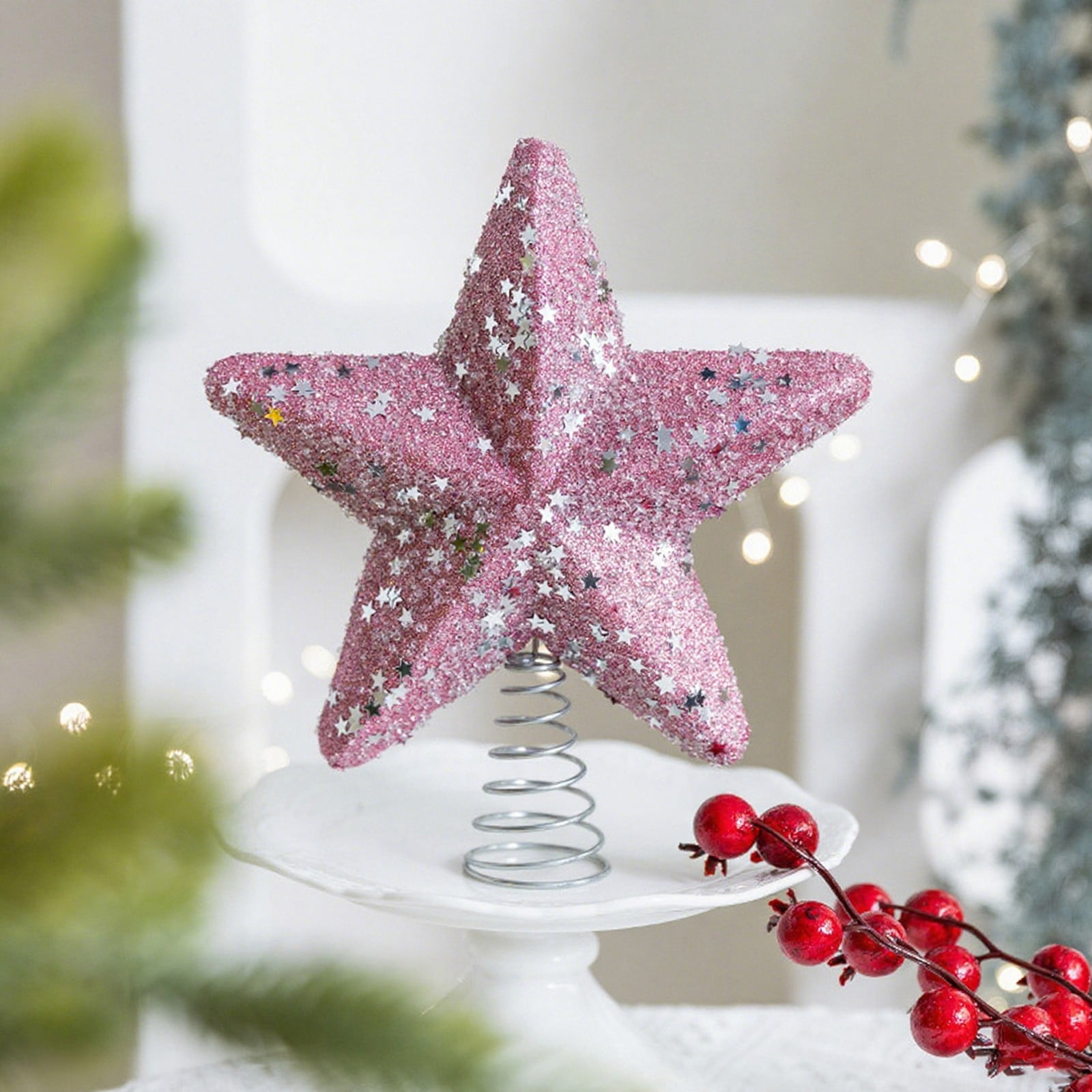 AYktou 7.4×8.2 Inch Christmas Tree Topper, Light Christmas Tree Star ...