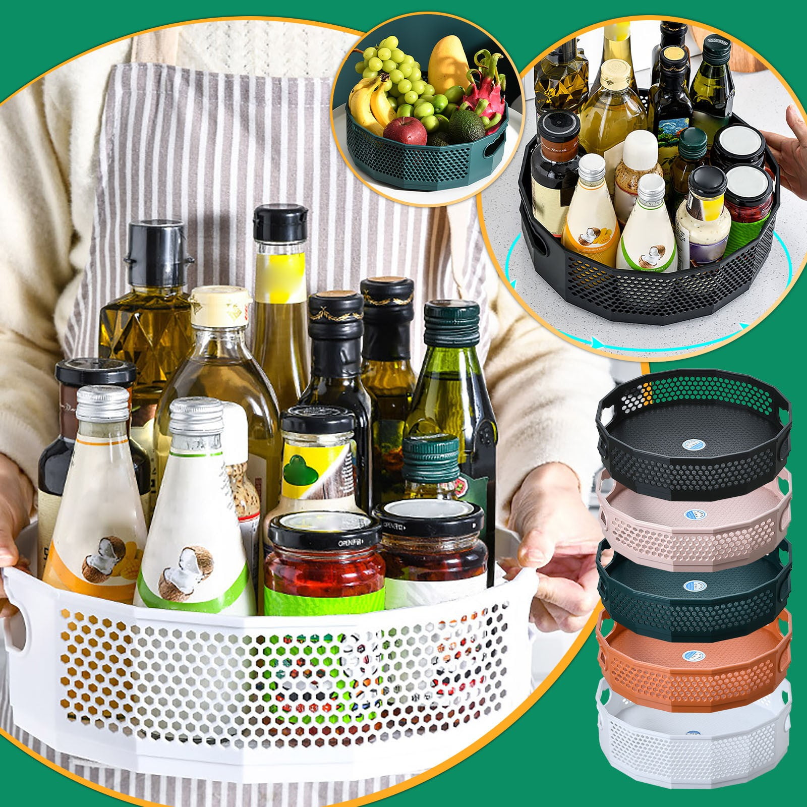 AYktou Cabinet Organizer Makeup Organizer-360°Rotating Lazy Susan Spice ...