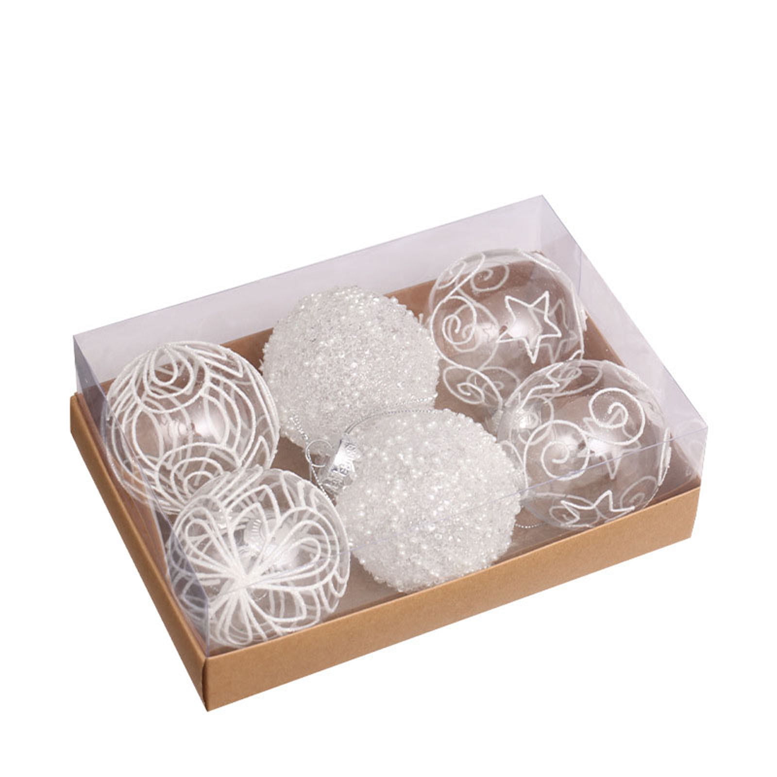 AYktou Christmas Ball Ornaments Set-80mm/3.14" White and Gold Large ...
